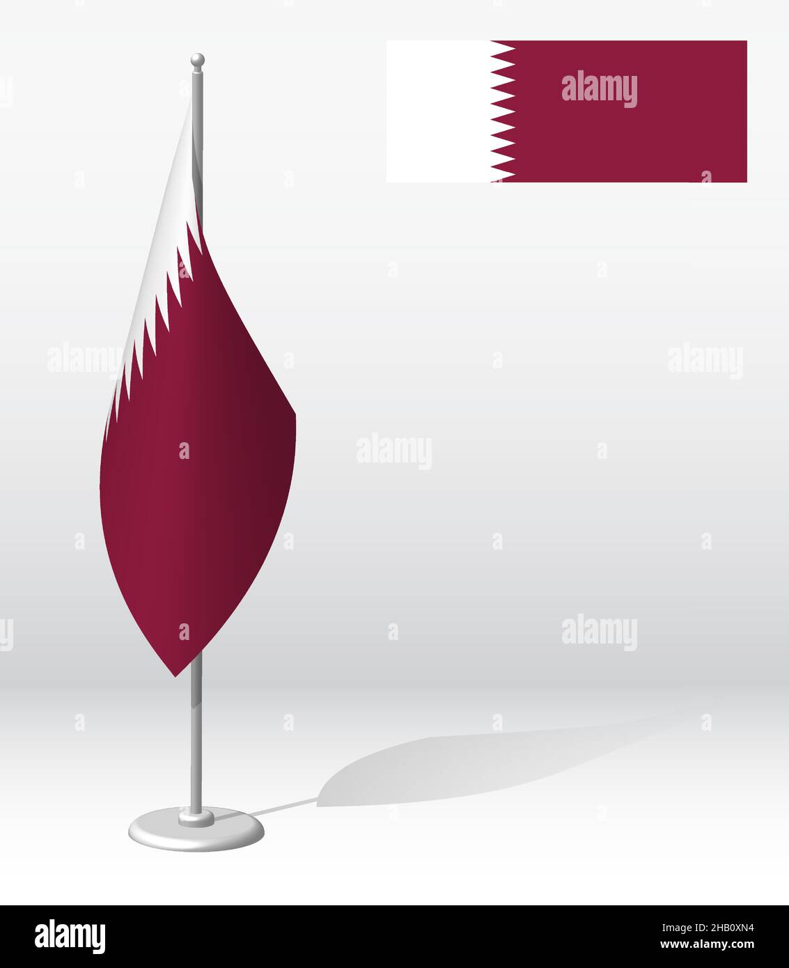QATAR flag on flagpole for registration of solemn event, meeting ...