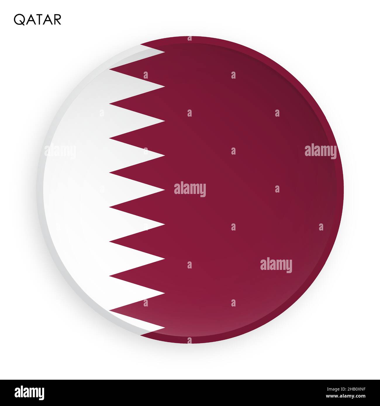 QATAR flag icon in modern neomorphism style. Button for mobile ...