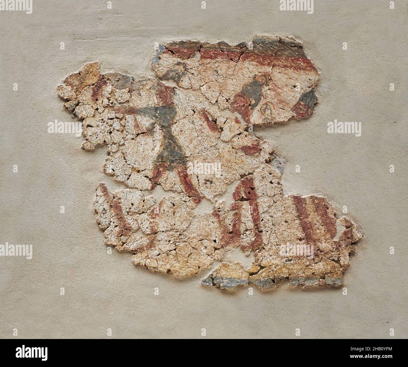 Mycenaean wall fresco of a procession of men wearing helmets, 1250 ...