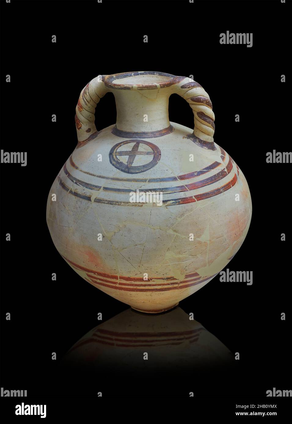 Mycenaean pottery amphora with a linear B sign, 1250 -1180 BC . Mycenae ...