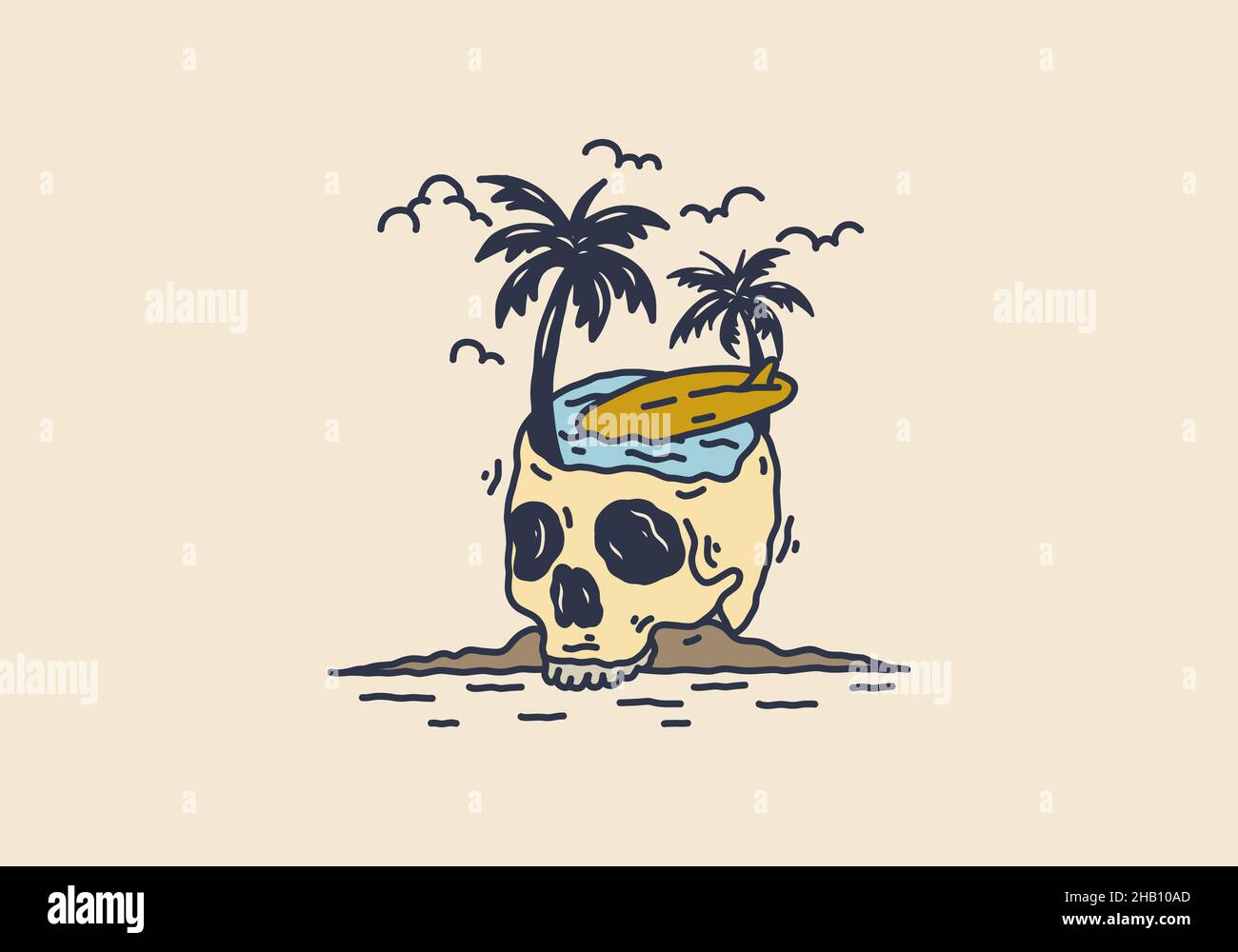 Illustration of skull and surf design Stock Vector Image & Art - Alamy