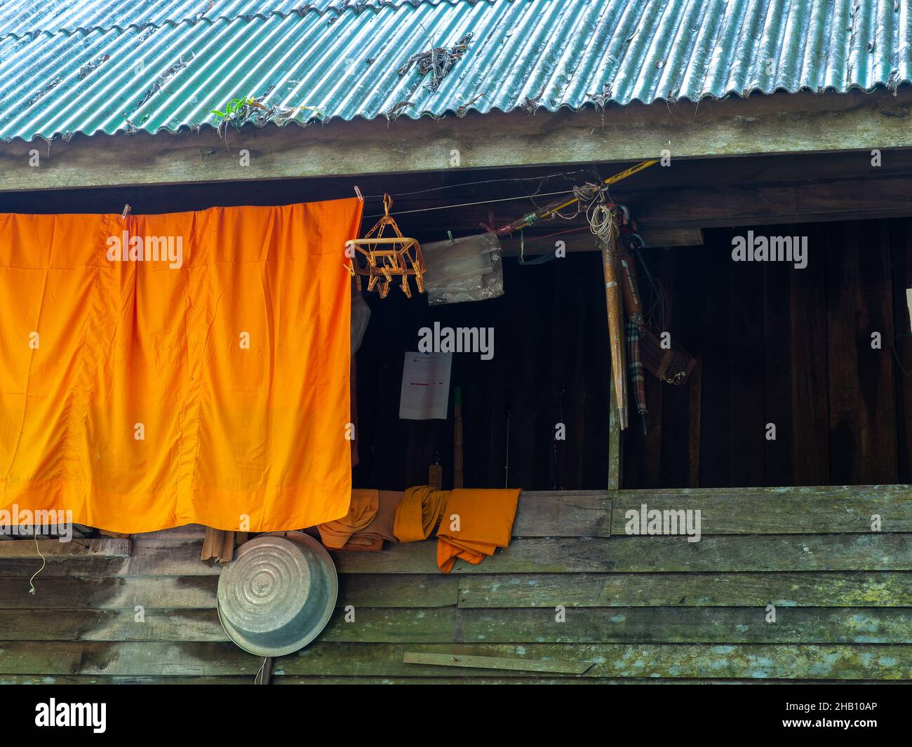 Monk residence at Wat Suan Mokkh in the Surat Thani province of ...