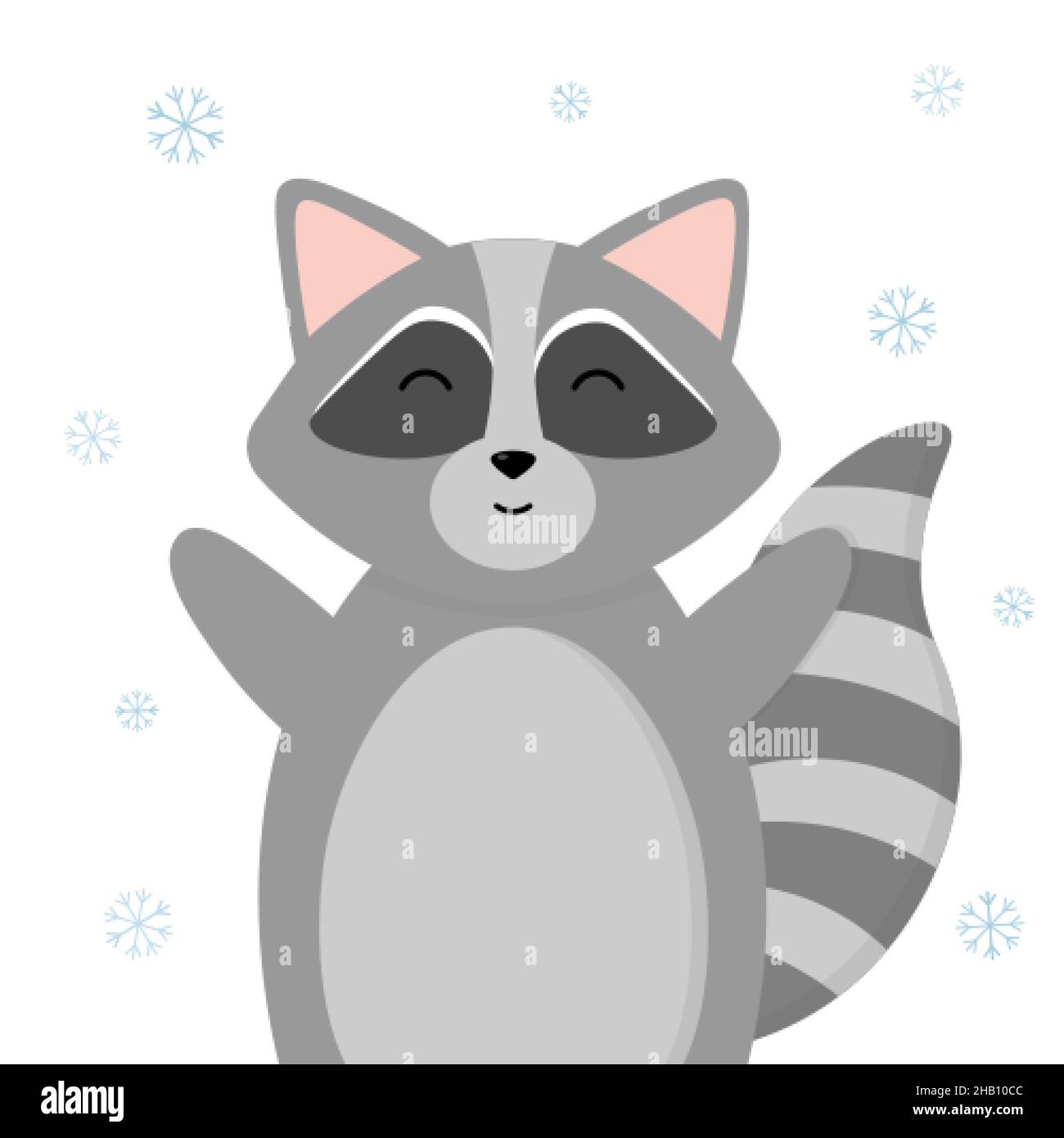 Cute happy cartoon raccoon under the snow Stock Vector Image & Art - Alamy