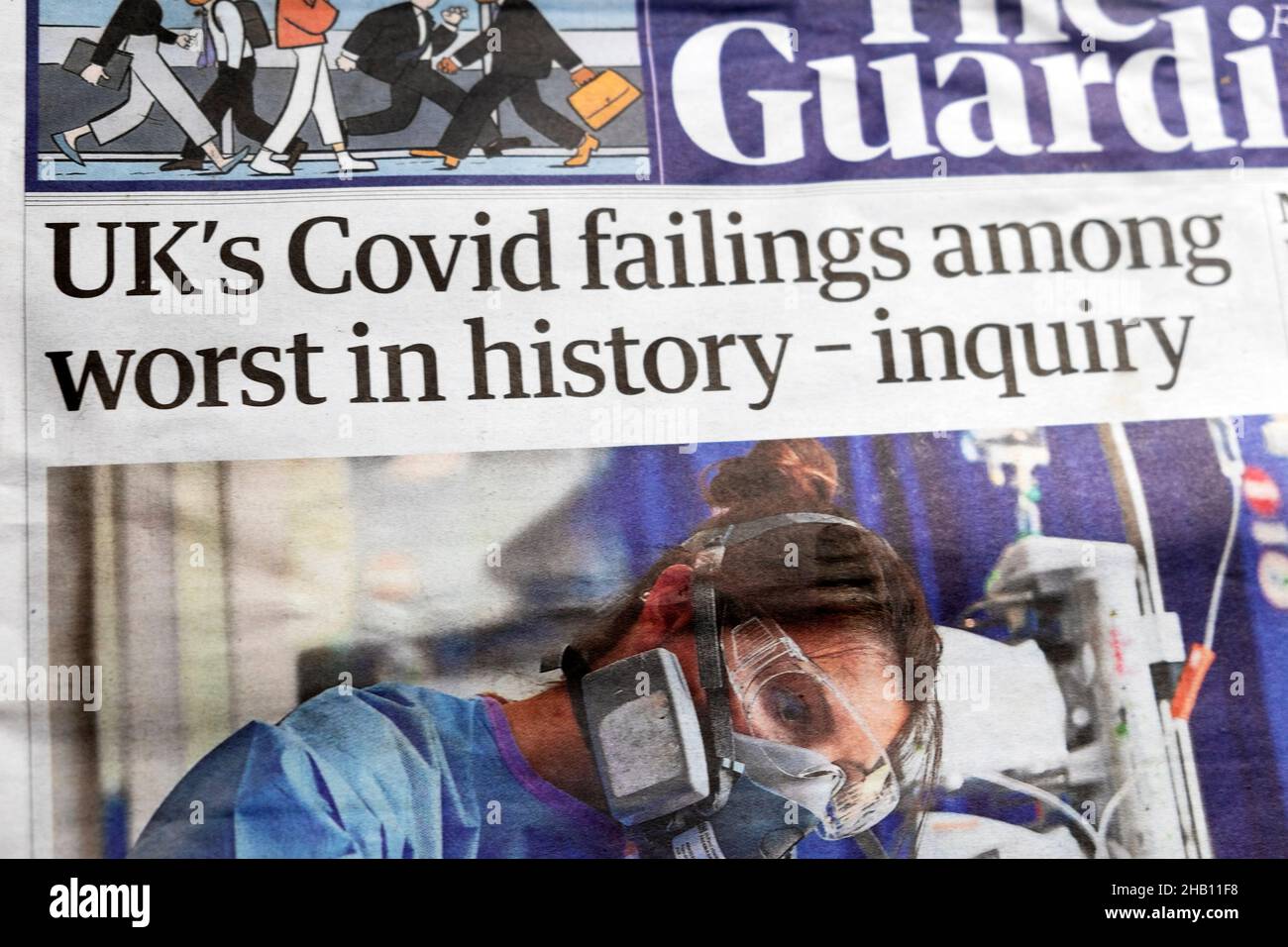The Guardian front page coronavirus newspaper headline "UK's Covid ...