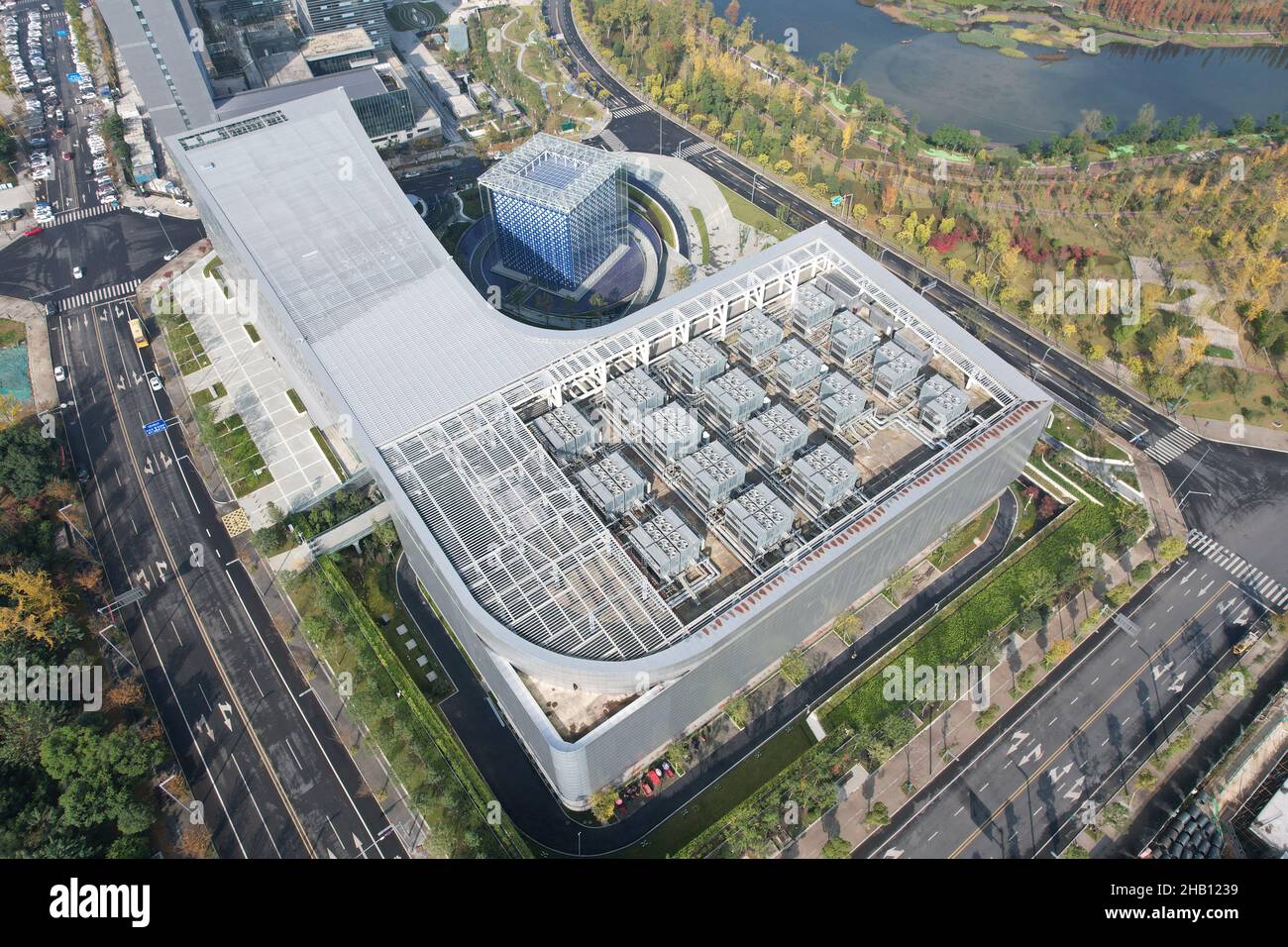 Aerial photography of the modern building skyline night view of Chengdu ...