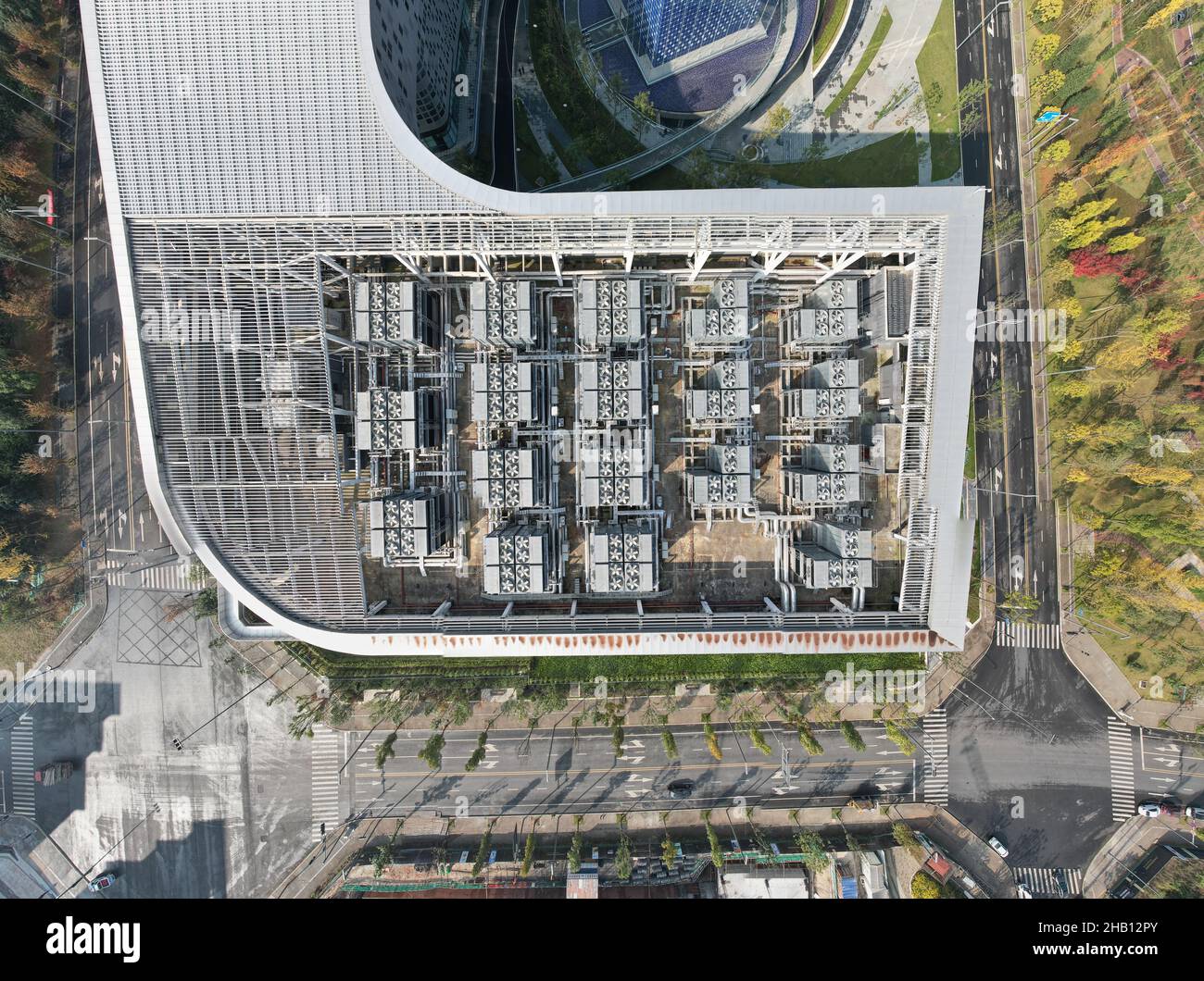Aerial photography of the modern building skyline night view of Chengdu ...