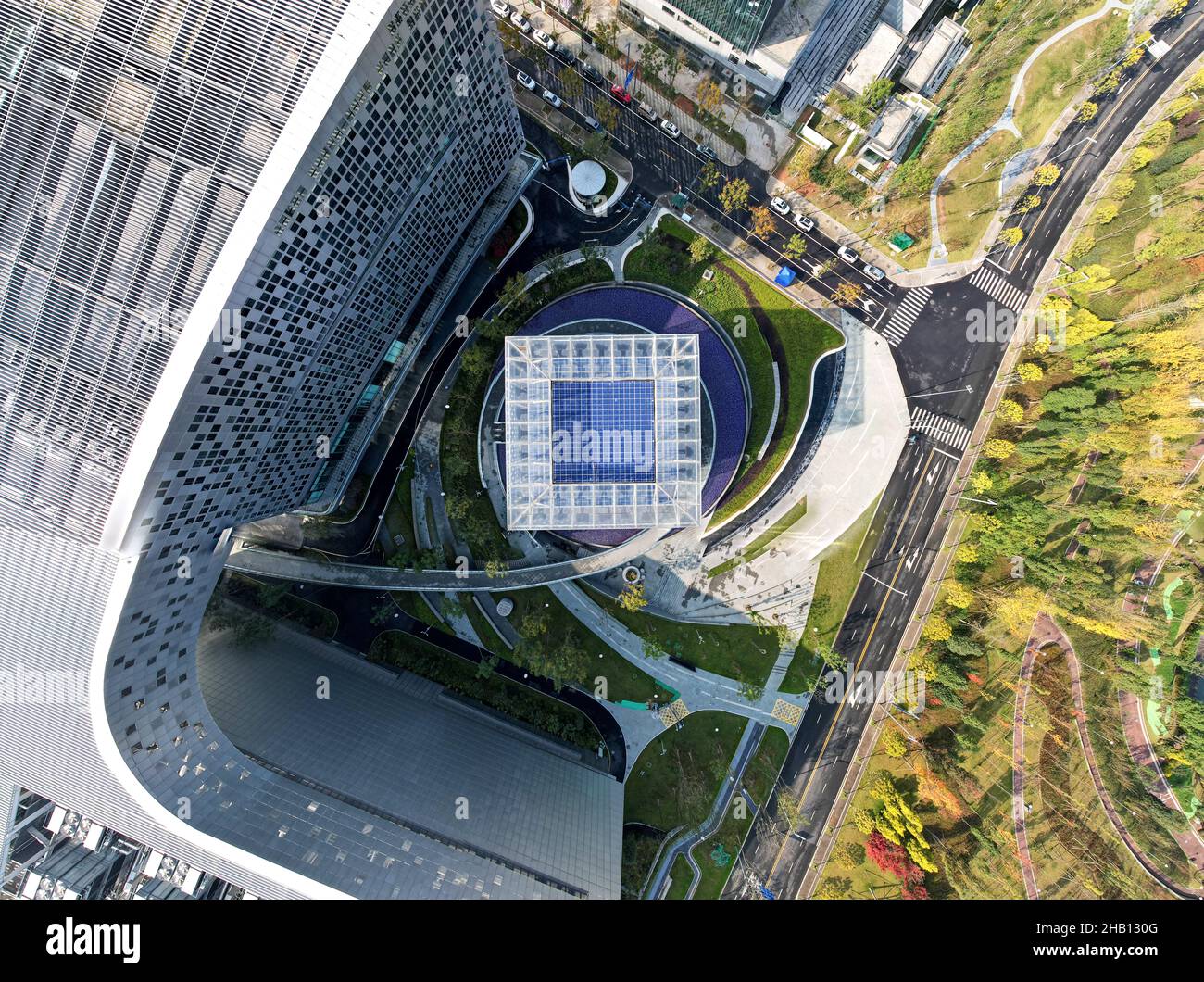Aerial photography of the modern building skyline night view of Chengdu ...