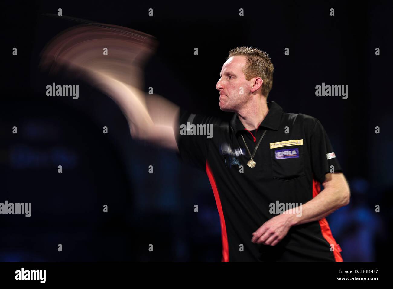 Chris Landman in action during day two of the William Hill World Darts ...