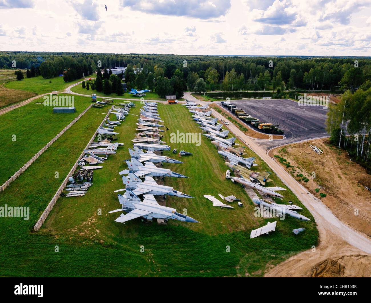 Aerial view of military aircrafts in the airfield Stock Photo - Alamy