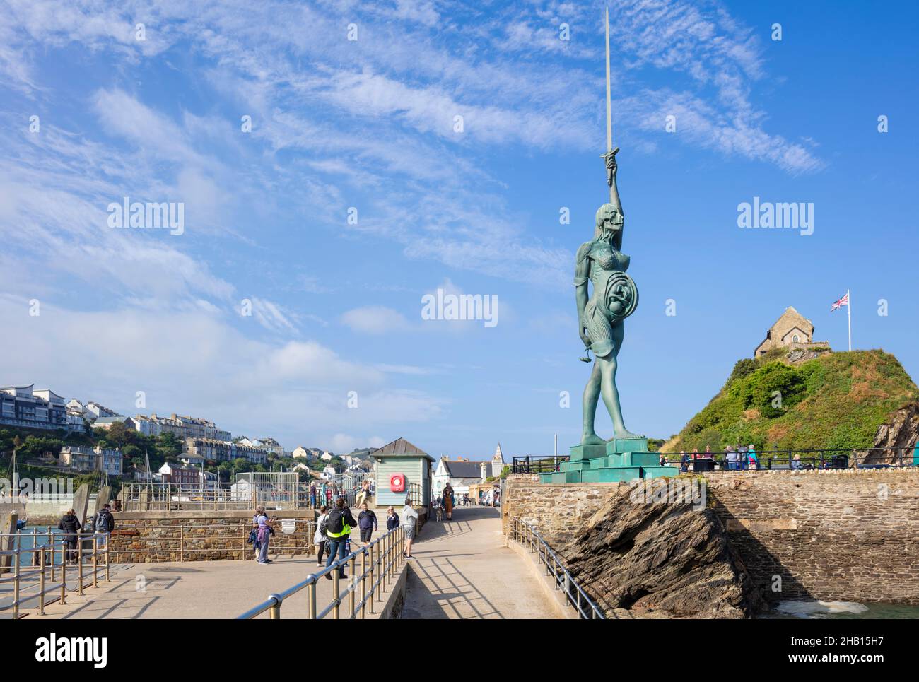 Verity a tall steel and bronze statue of a pregnant Amazonian figure ...