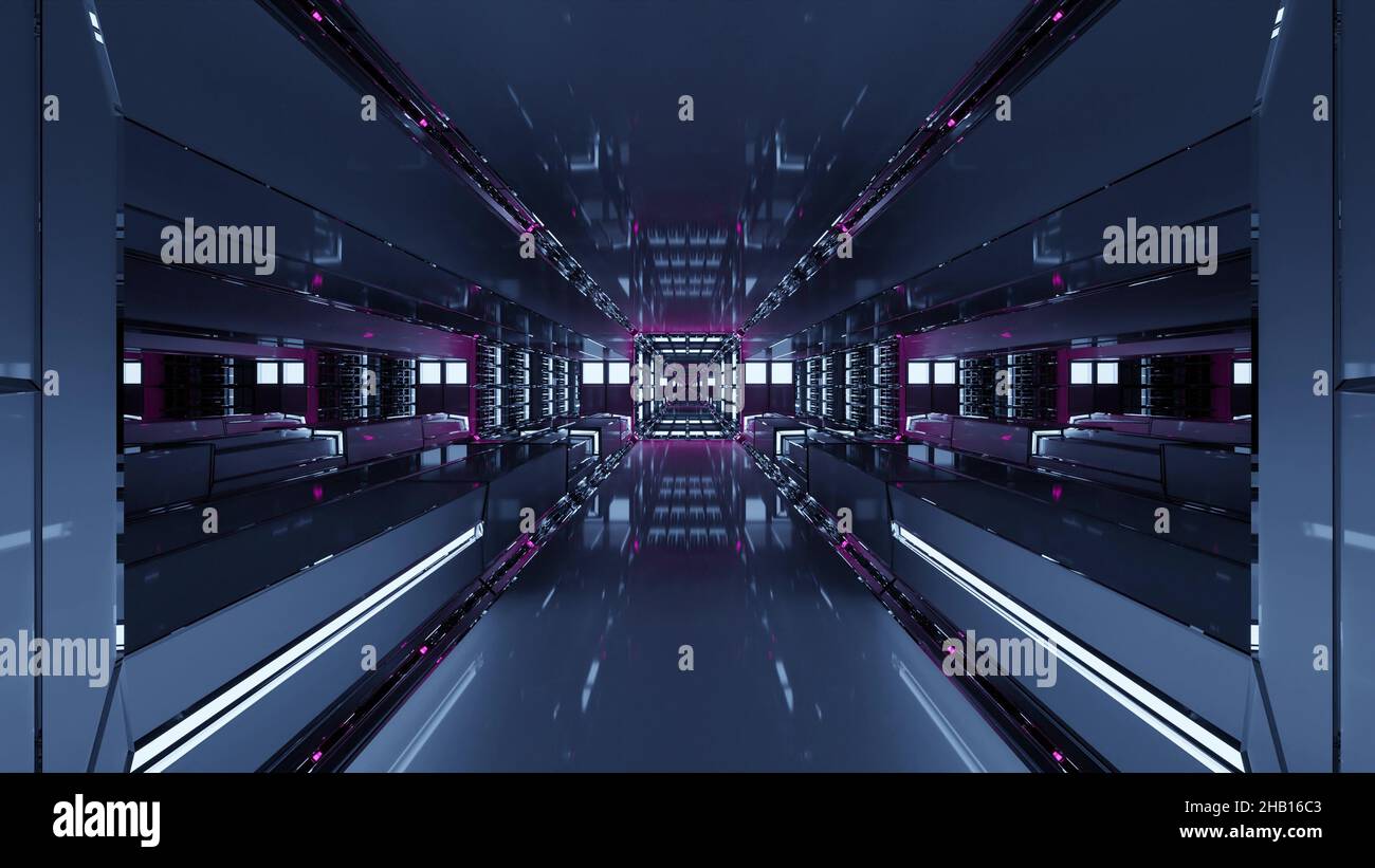 3d illustration of 4K UHD sci fi metal corridor Stock Photo - Alamy