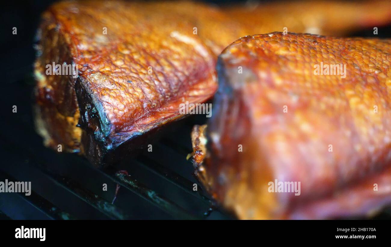 Smoked perch fish in smokehouse on the grate Stock Photo - Alamy