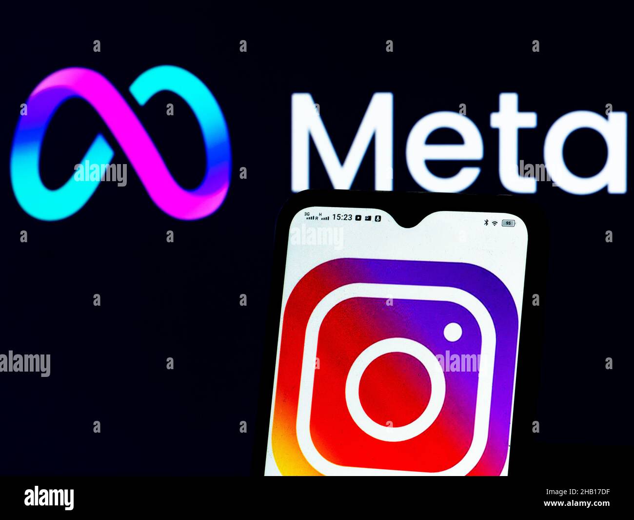 In this photo illustration an Instagram logo seen displayed on a ...