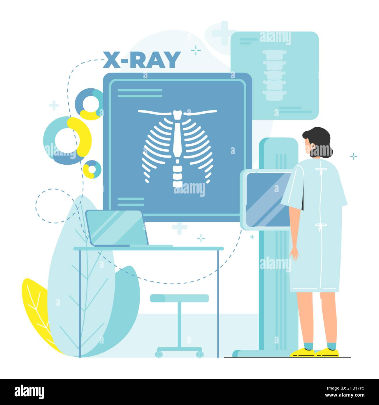 Fluorography exam of patient female. Chest xray scan, roentgen, chest ...