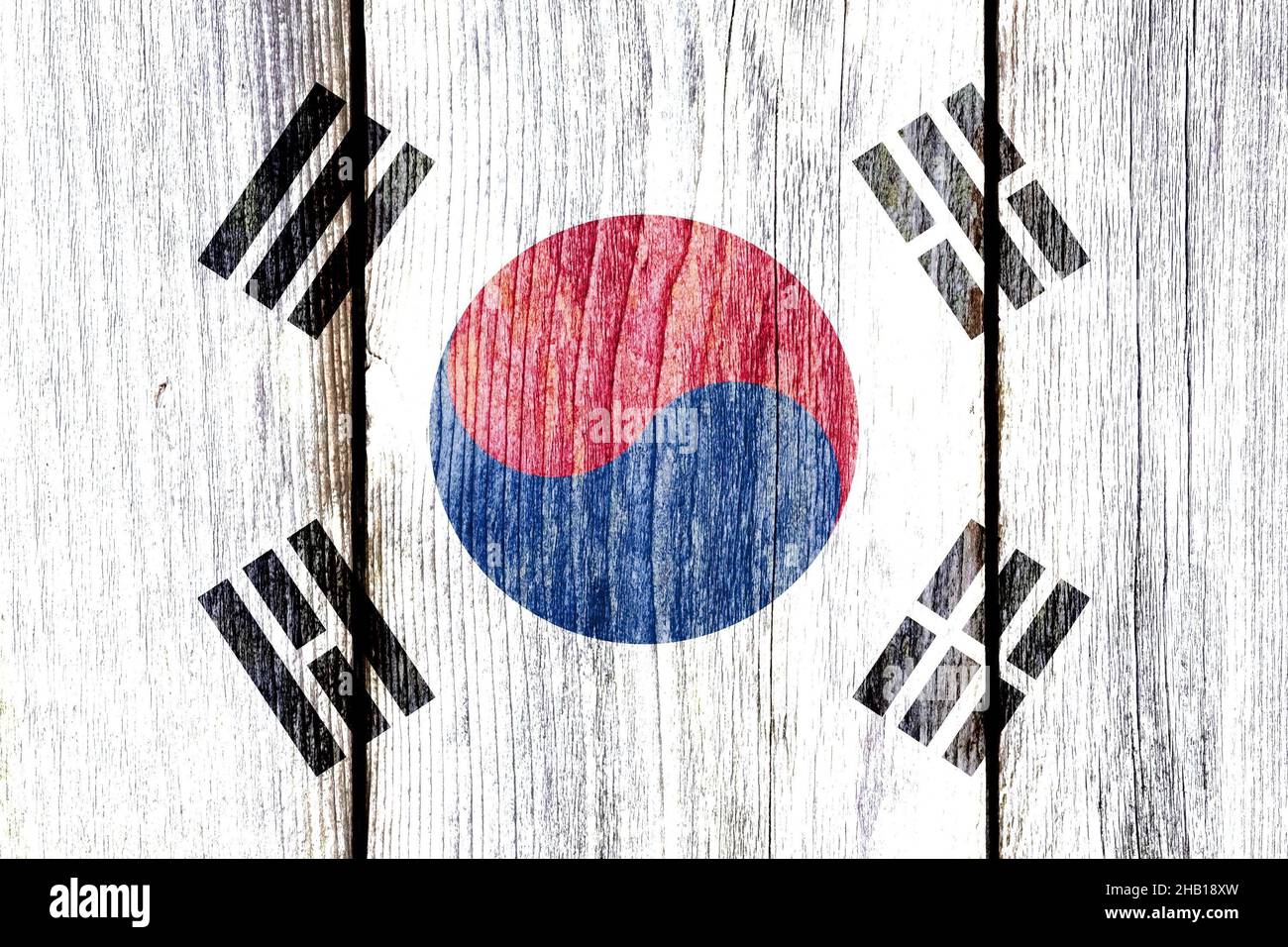 Grunge pattern of South Korea national flag isolated on weathered ...