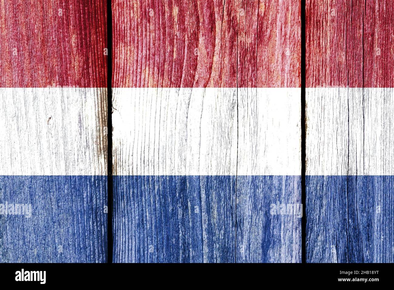 Grunge pattern of Netherlands national flag isolated on weathered ...