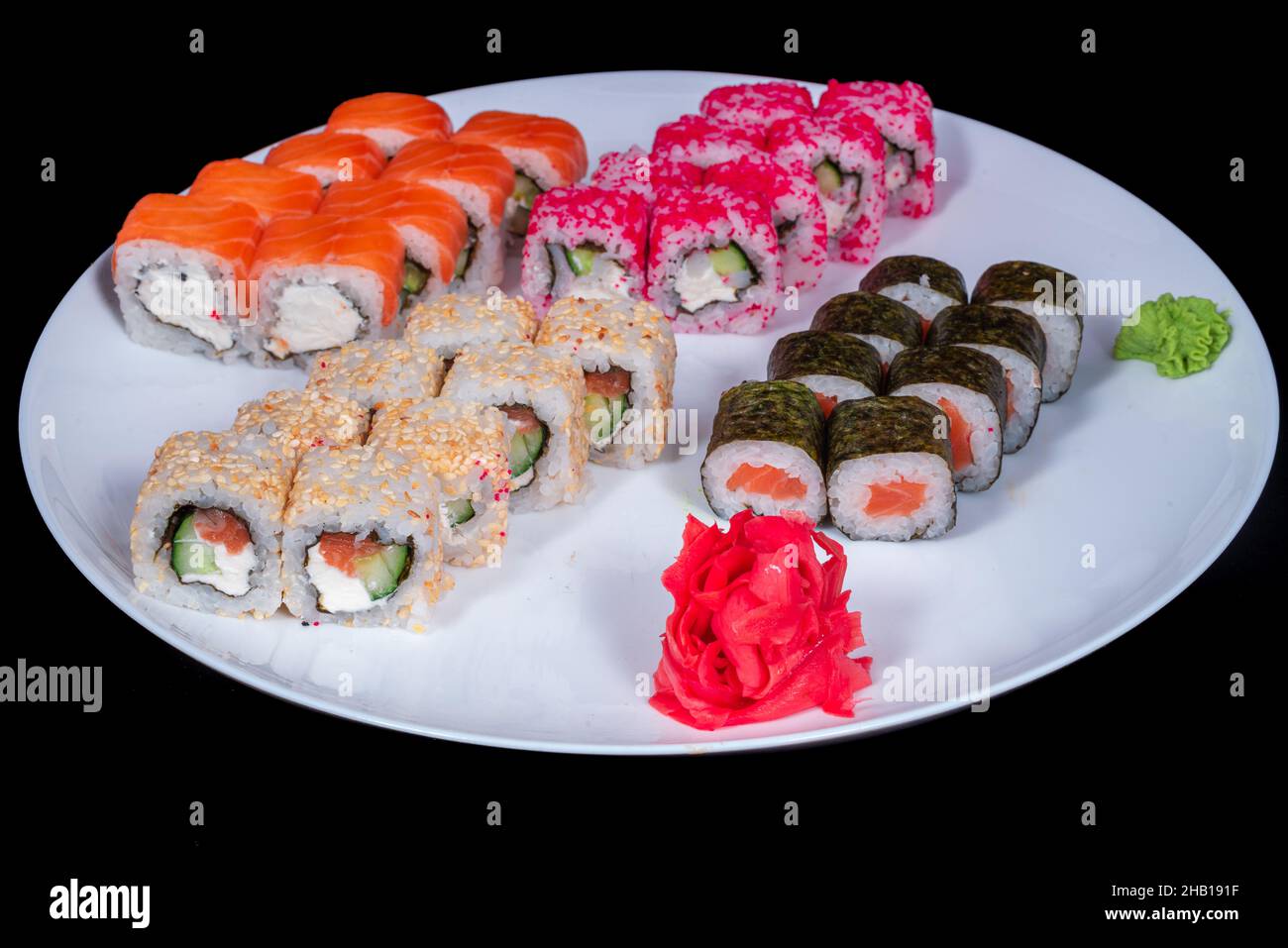 Japanese Cuisine - Sushi Roll with Shrimps and Conger, Avocado, Tobiko ...