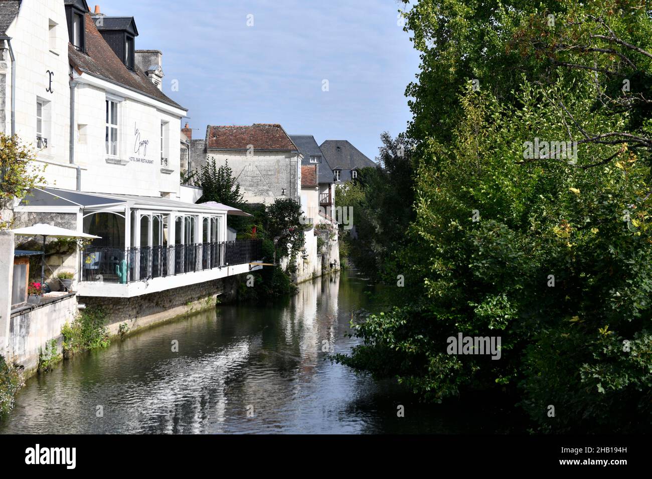 Loches (central-western France): the Indre River Stock Photo - Alamy