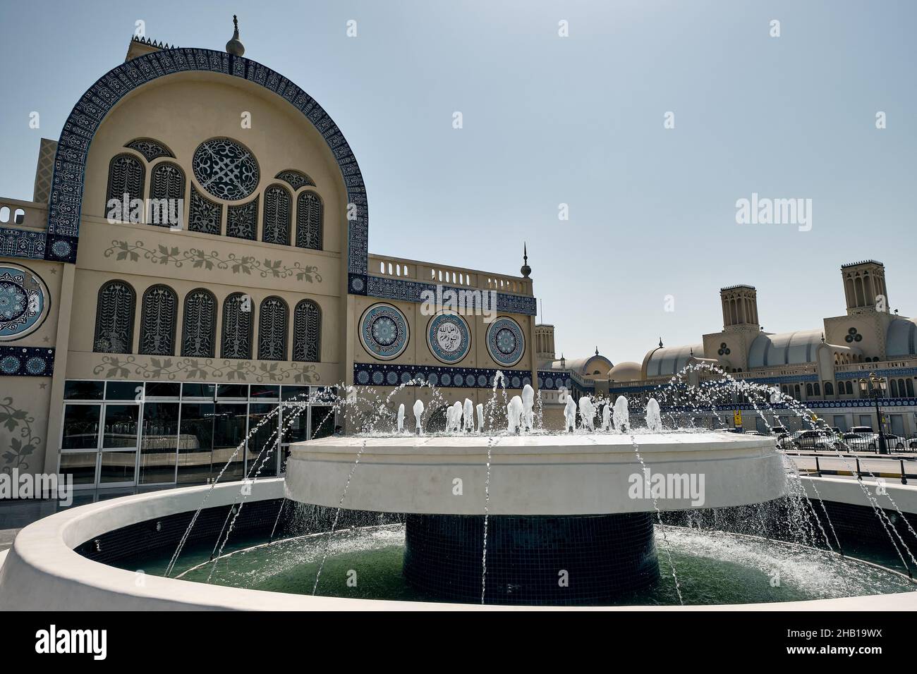 Famous Blue Souk shopping mall in Dubai under a blue sky on a sunny day ...