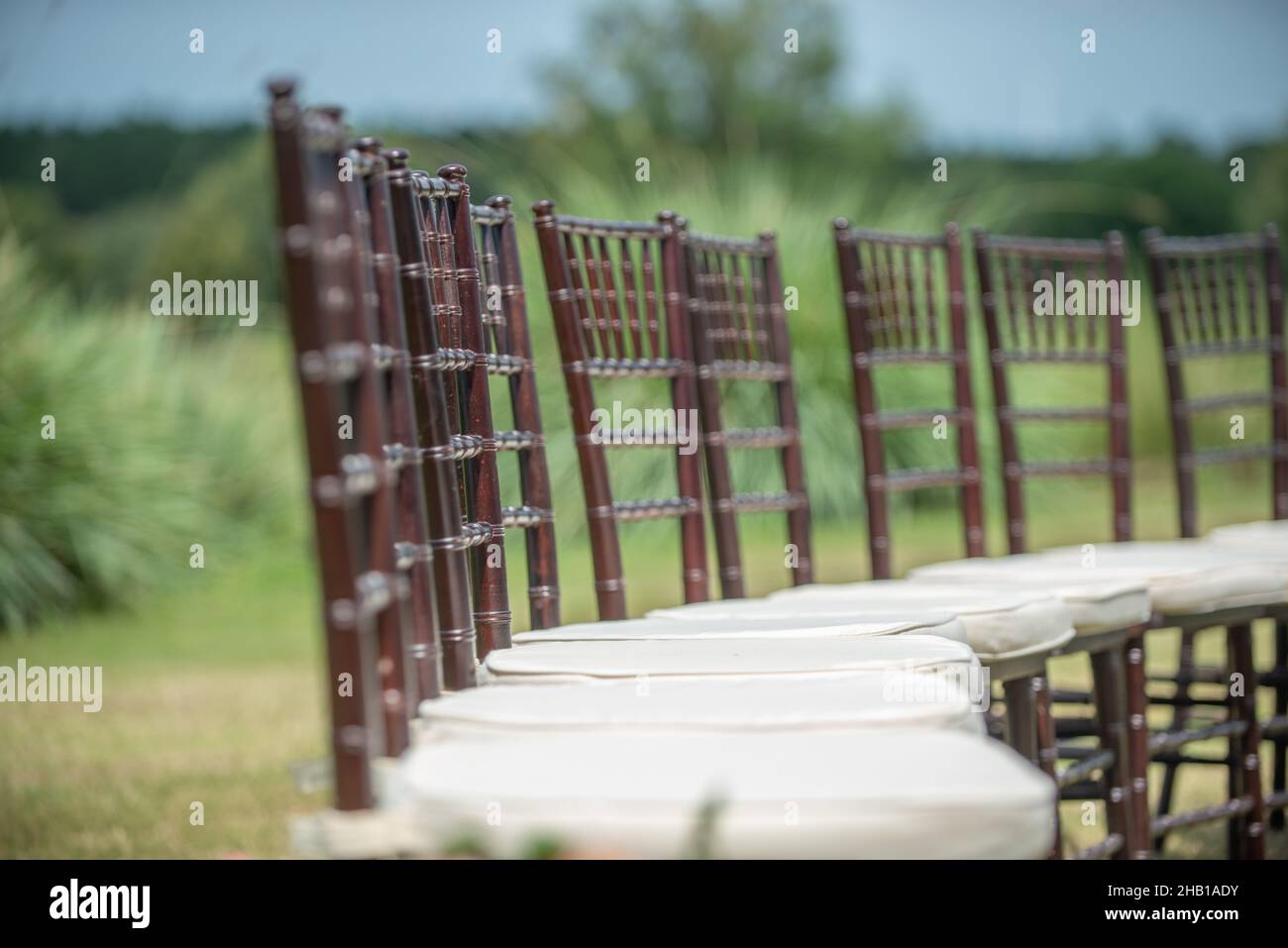 Unique round spiral chair pattern wedding ceremony setting at rolling ...