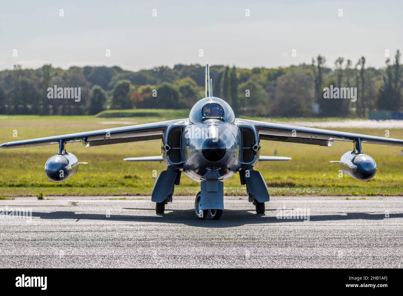 Folland Gnat F1 G-SLYR carrying out its first public taxi run following ...