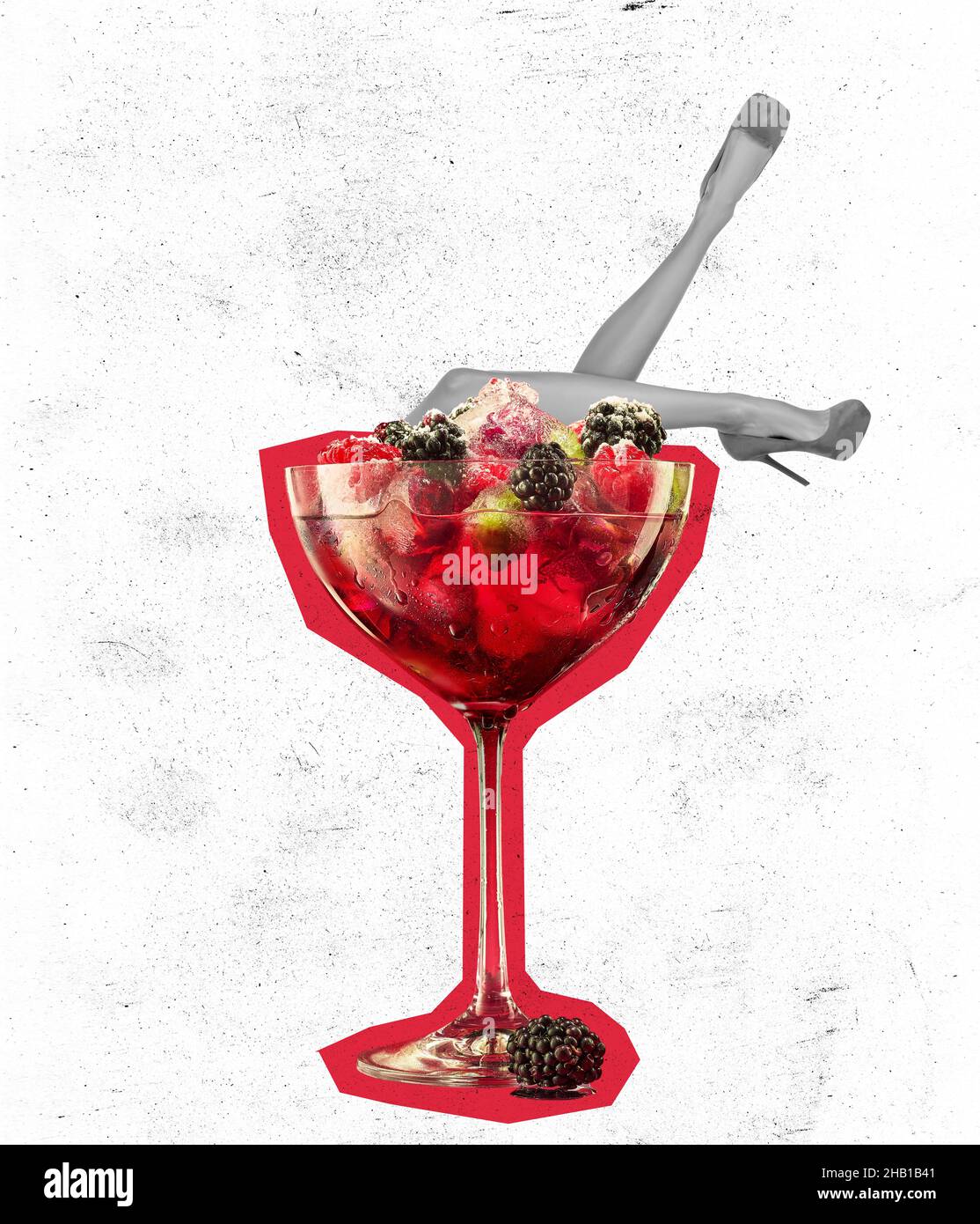 Contemporary art collage, modern design. Party mood. Slender female ...