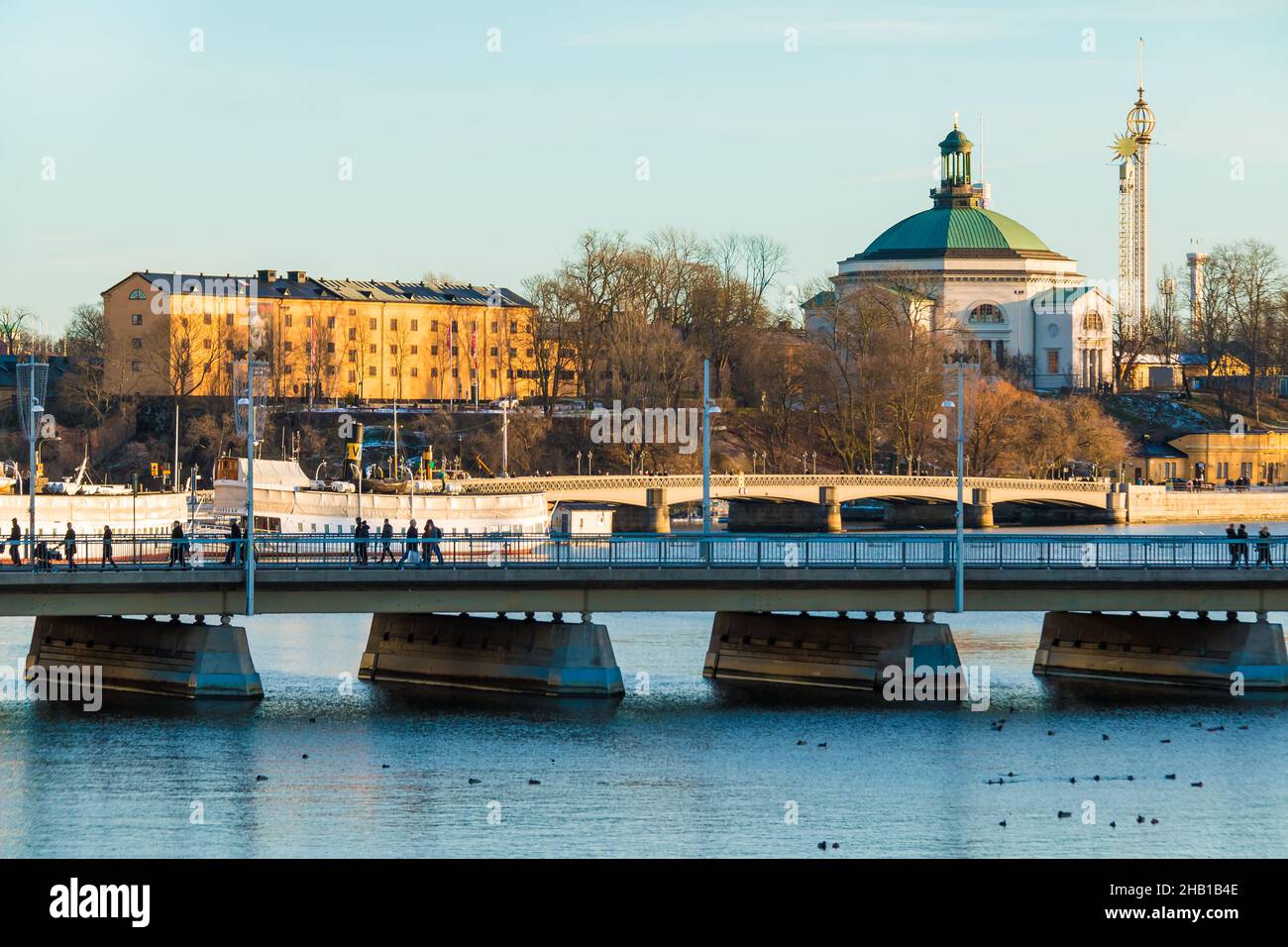 Stockholm, Sweden - December 26, 2018: The Strombron Bridge, the ...