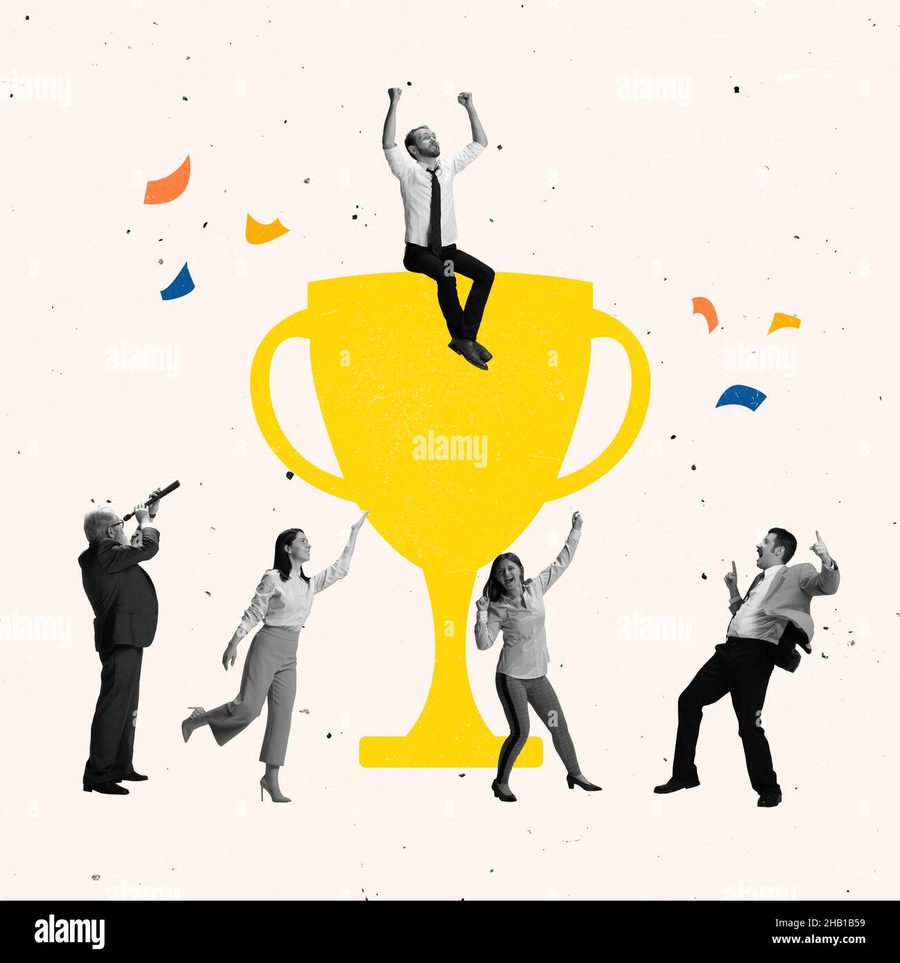 Creative design, contemporary art collage of group of people ...