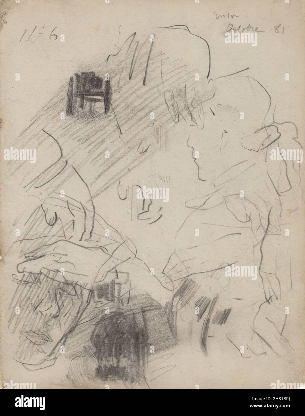 Woman, hands and cart, James Ensor, 1881, drawing, Belgian Art Stock ...