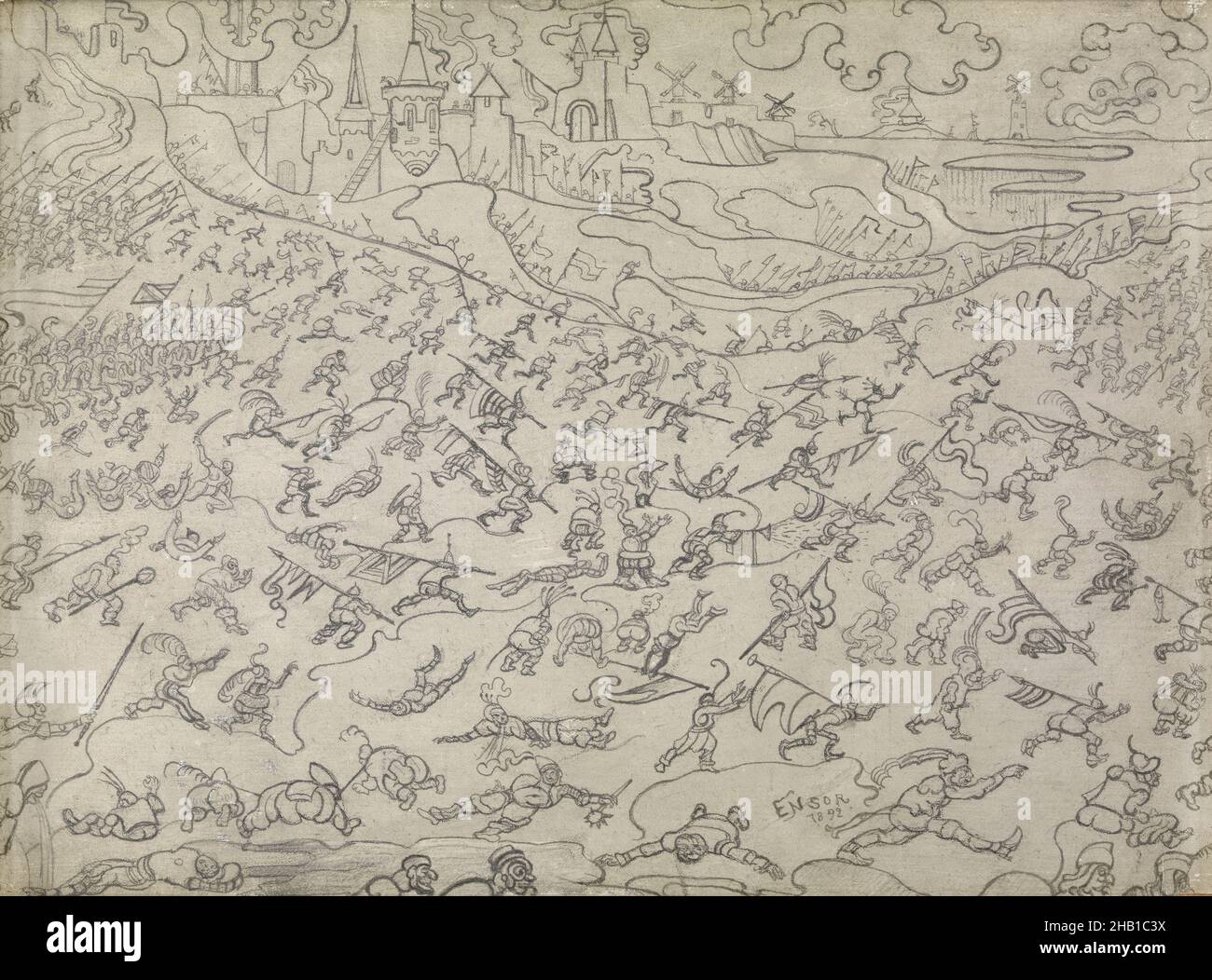 The dissolute sellers, James Ensor, 1892, drawing, 1892, Belgian Art ...