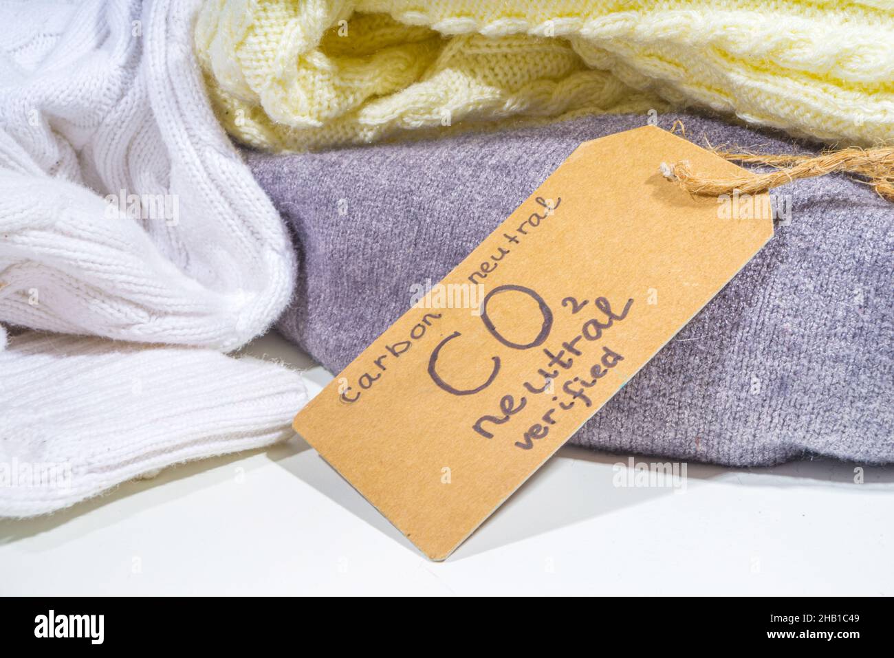 Carbon neutral, CO2-free concept product. Natural organic cotton ...