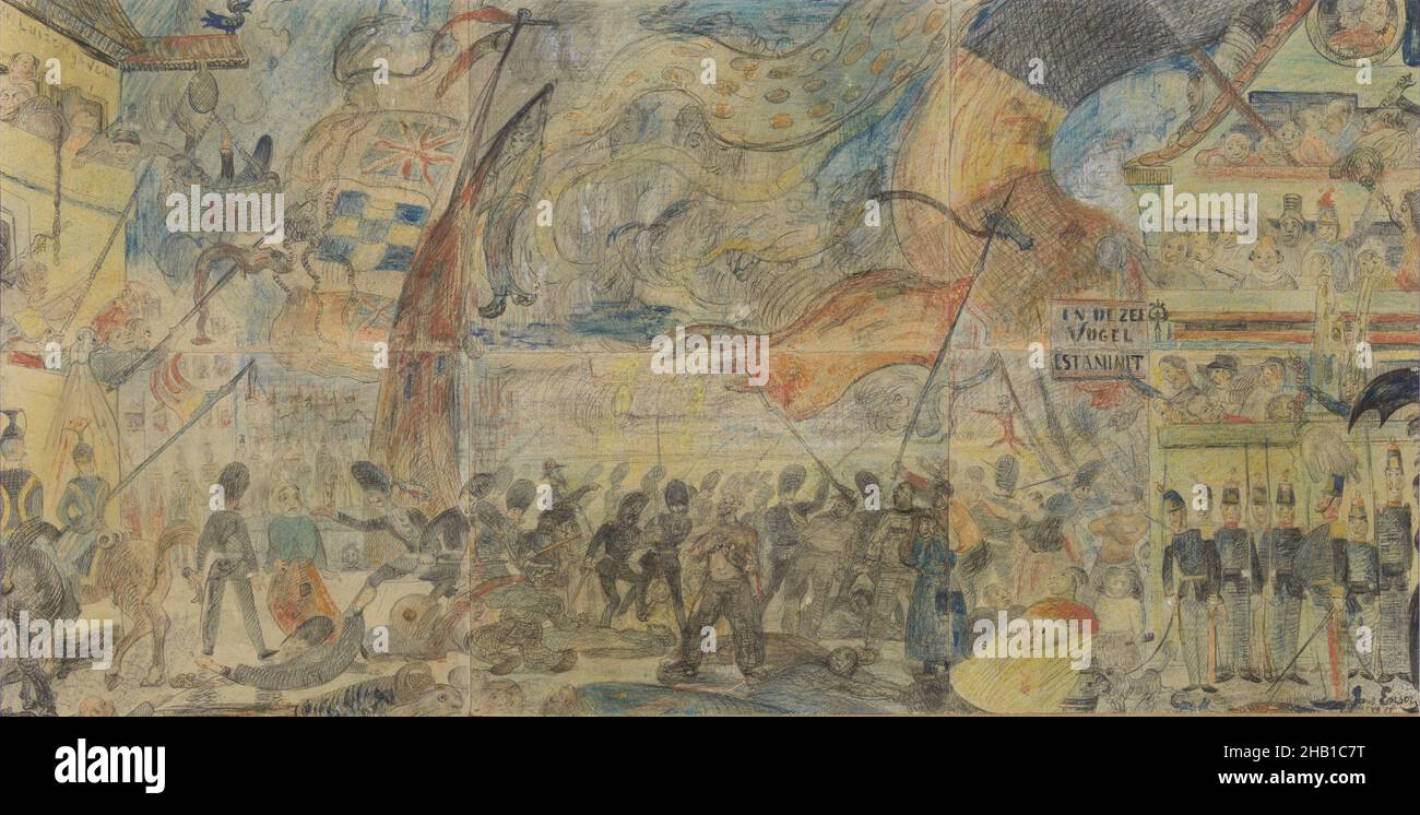 The strike, James Ensor, 1888, drawing, 1888, Belgian Art Stock Photo ...