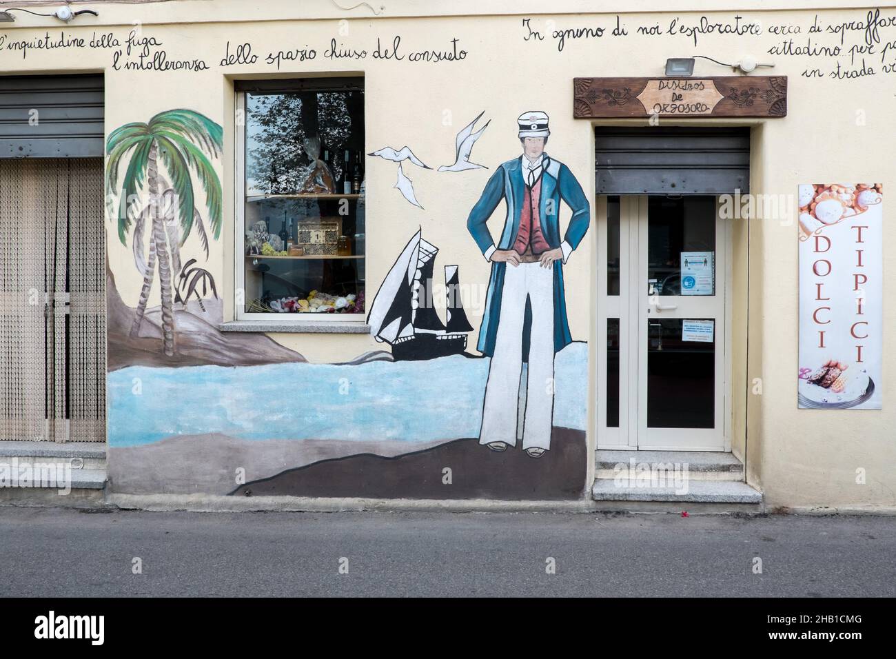 Orgosolo, Nuoro, Italy. 2nd Nov, 2021. A mural is seen on the walls of a building in the village ...