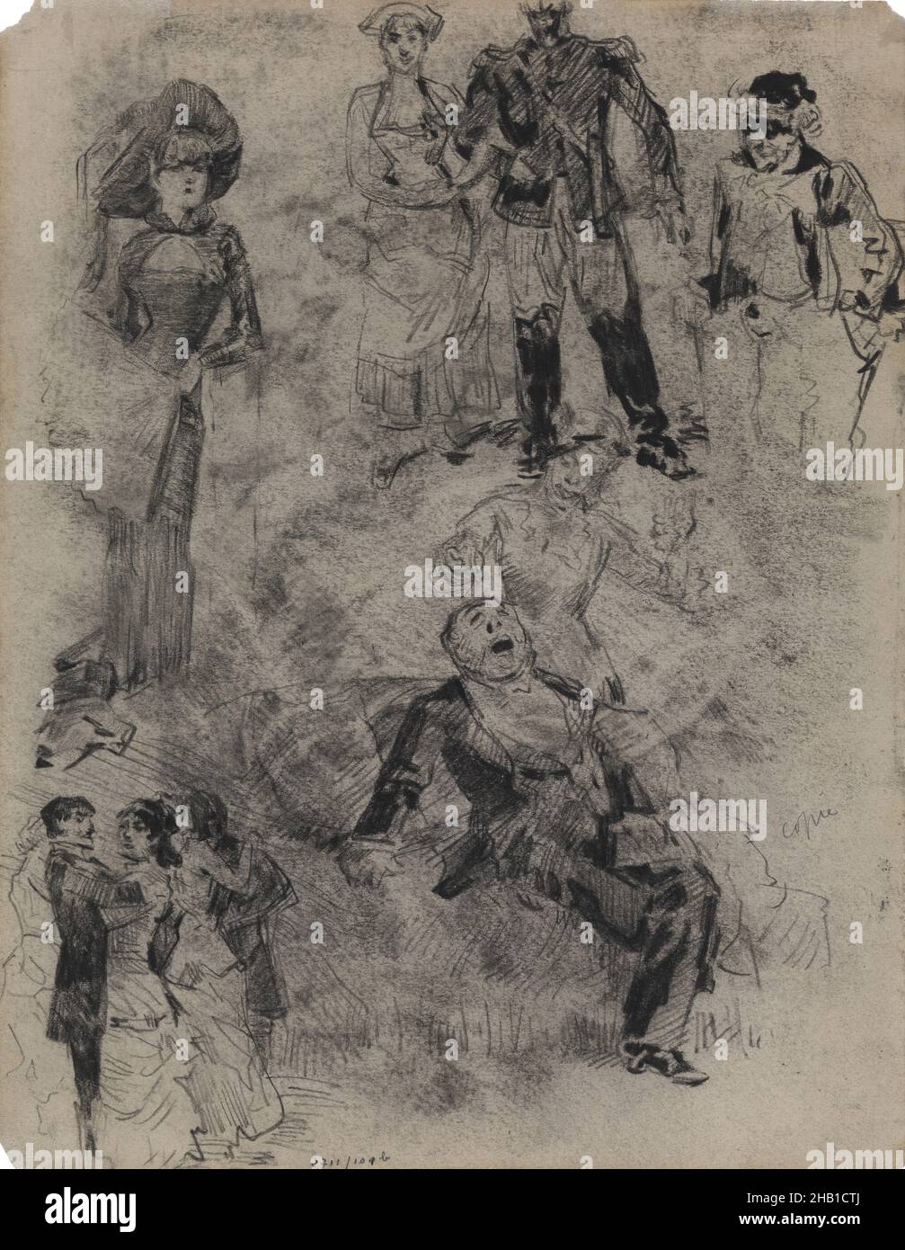 Figures, James Ensor, 1880, drawing, between circa 1880 and circa 1883 ...