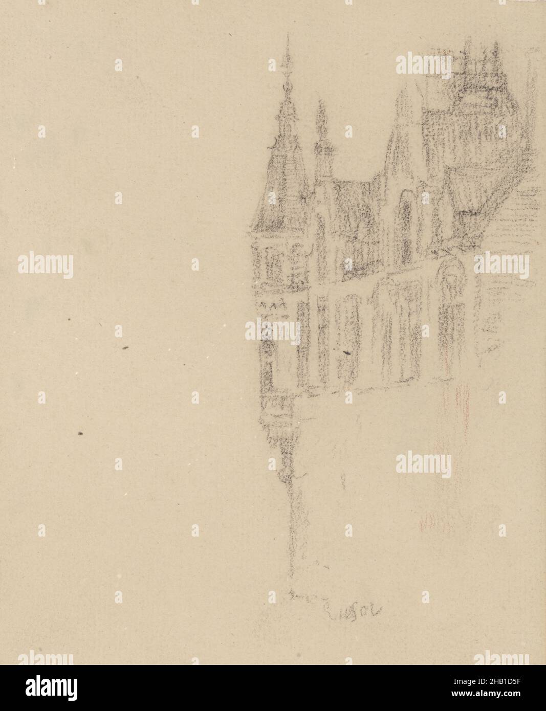 House with steeple, James Ensor, 1890, drawing, circa after 1890 ...