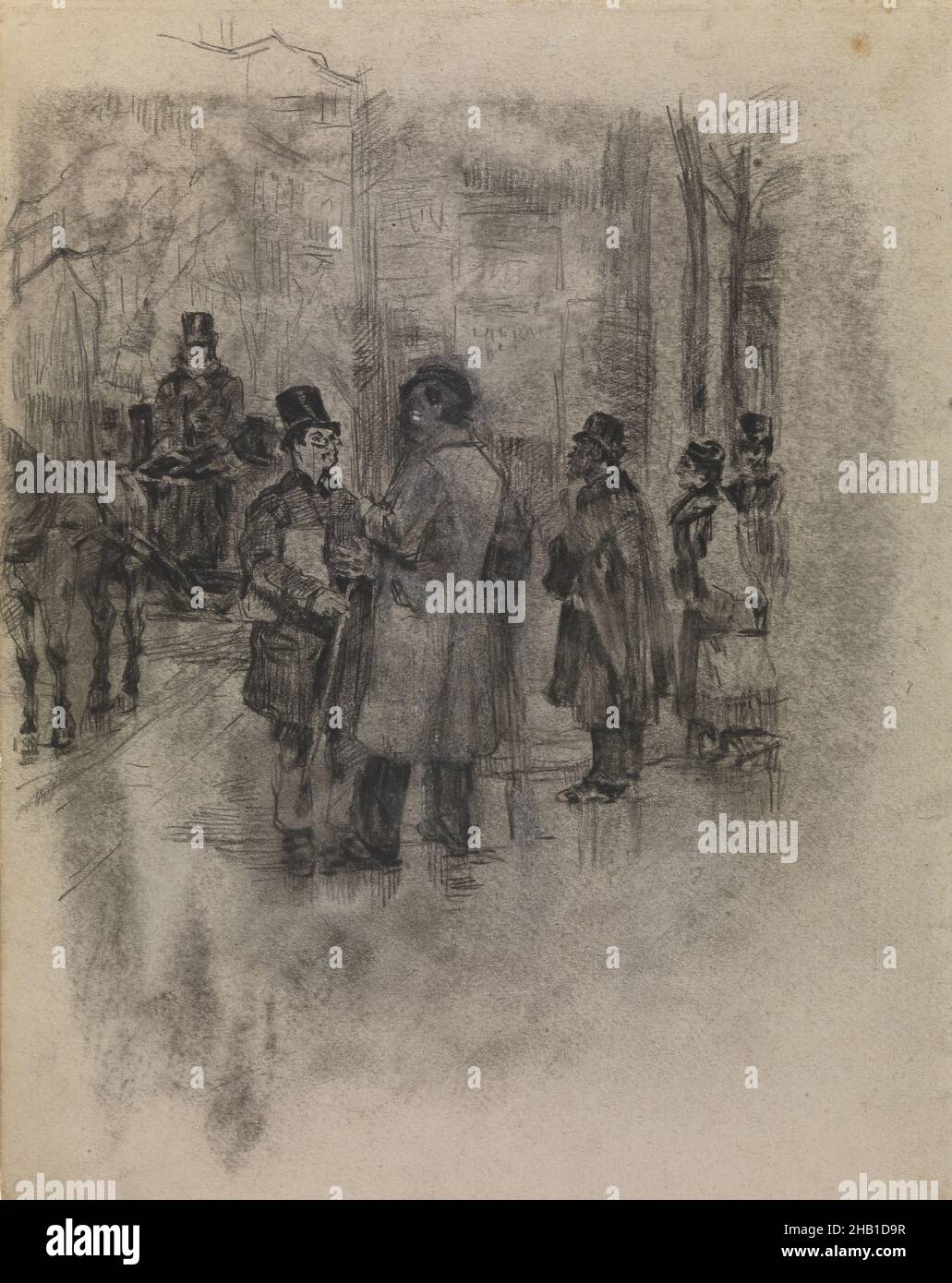 Coach and two gentlemen, James Ensor, 1880, drawing, between circa 1880 ...