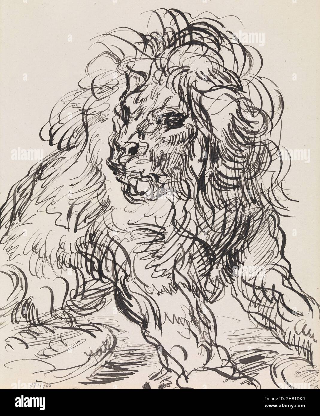 Lion with hare, James Ensor, 1880, drawing, between circa 1885 and ...