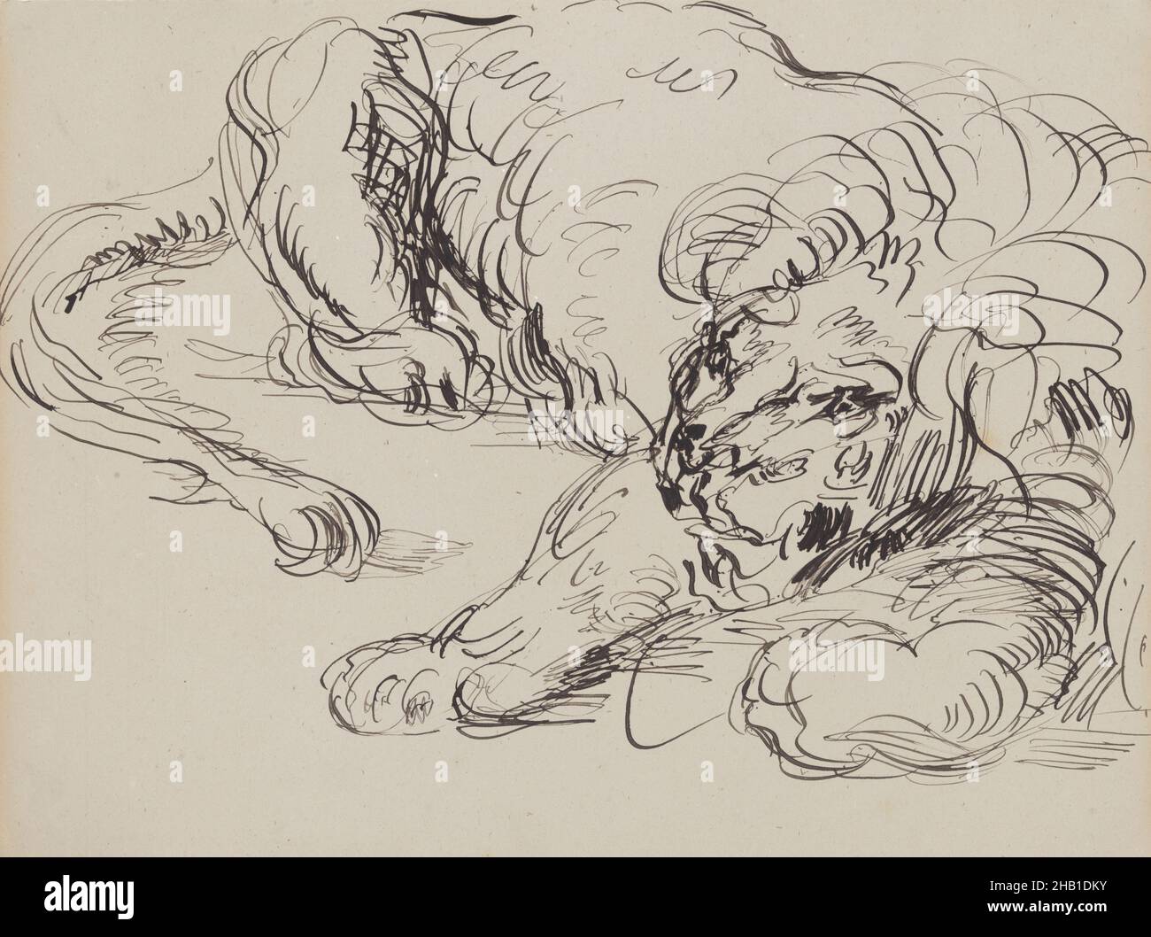 Reclining lion, James Ensor, 1880, drawing, between circa 1885 and ...