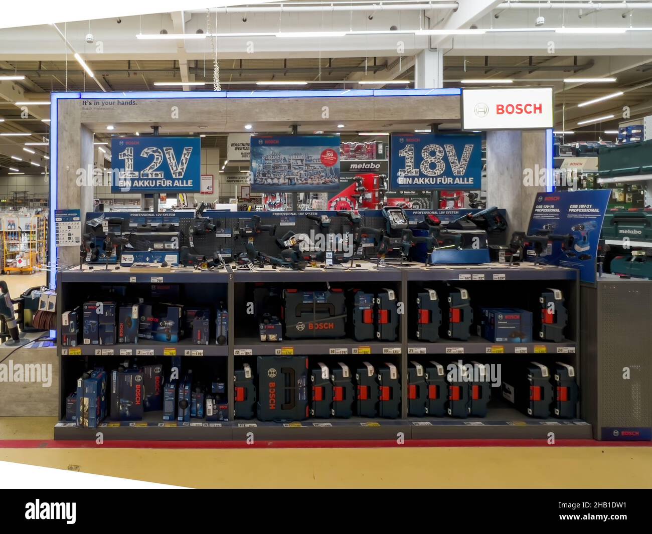 Multiple construction tools from Bosch Professional line range stand ...