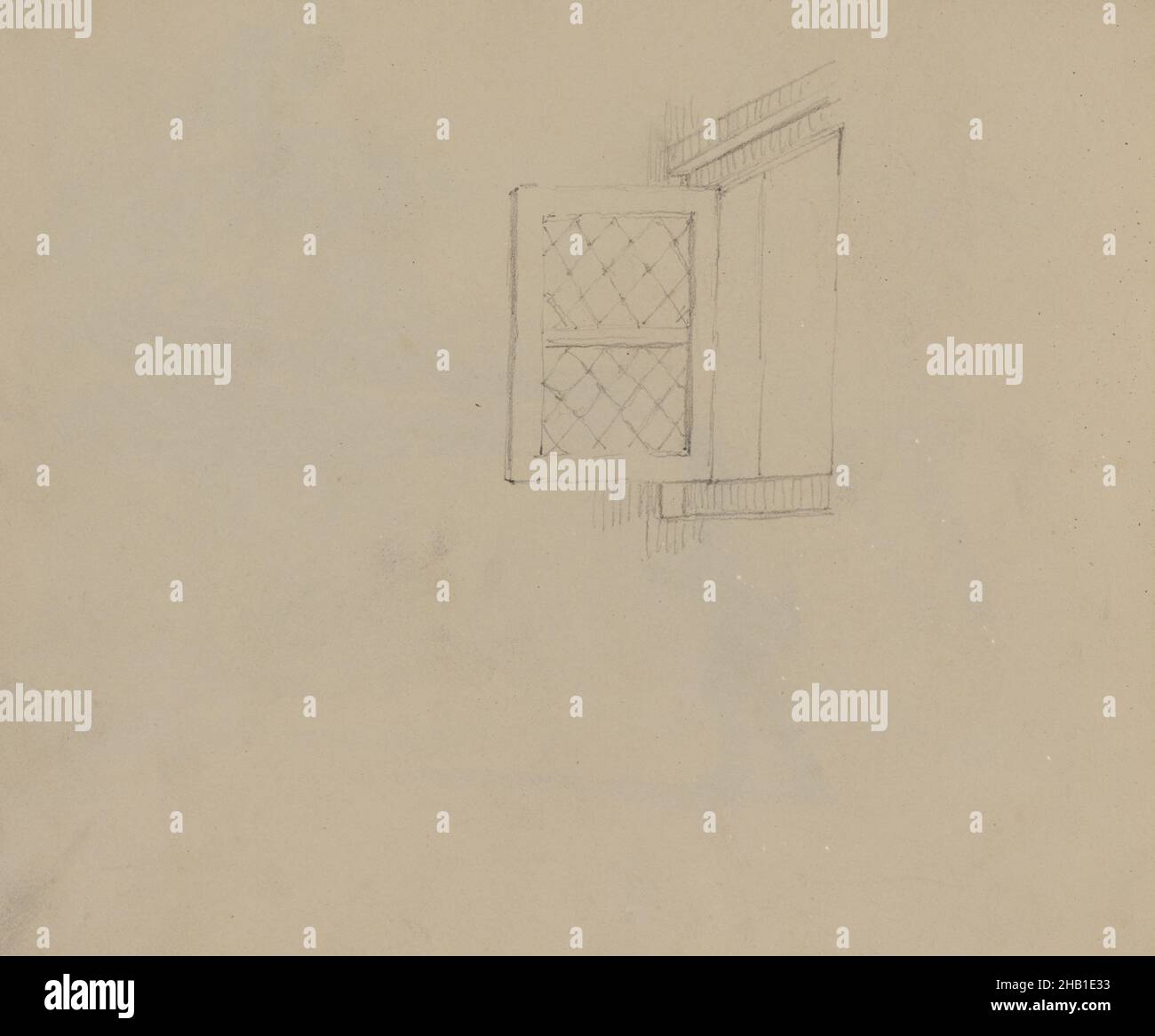 Open window with leaded glass, James Ensor, drawing, Belgian Art Stock ...