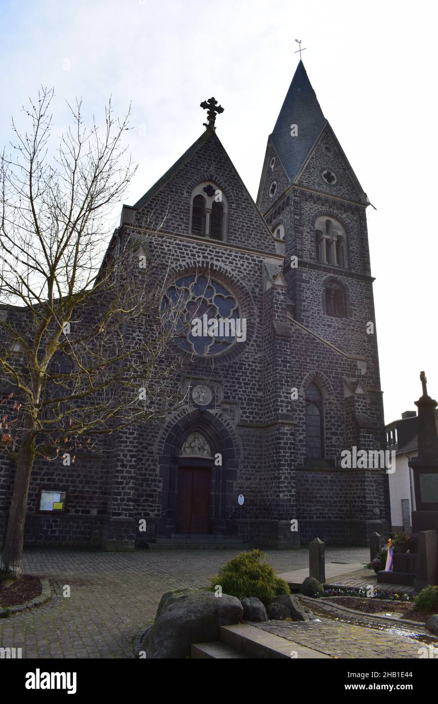 volcano stone built church in Thür, Eifel Stock Photo - Alamy