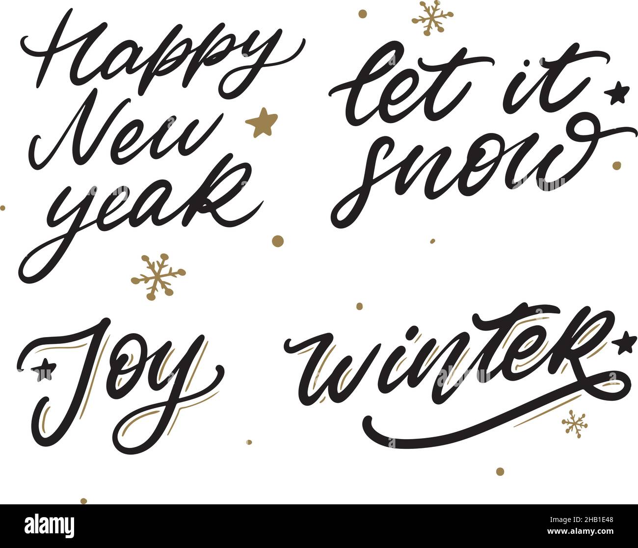 Happy New Year hand lettering congratulate inscription, Christmas greeting card, calligraphy ...