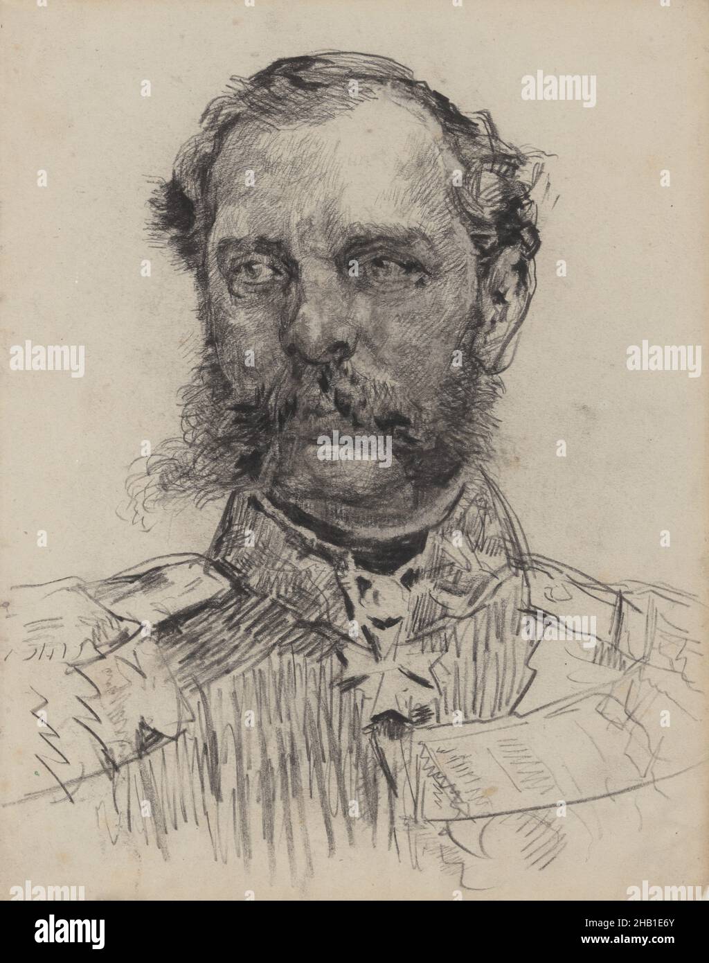 Portrait of a man, James Ensor, 1880, drawing, between circa 1880 and ...