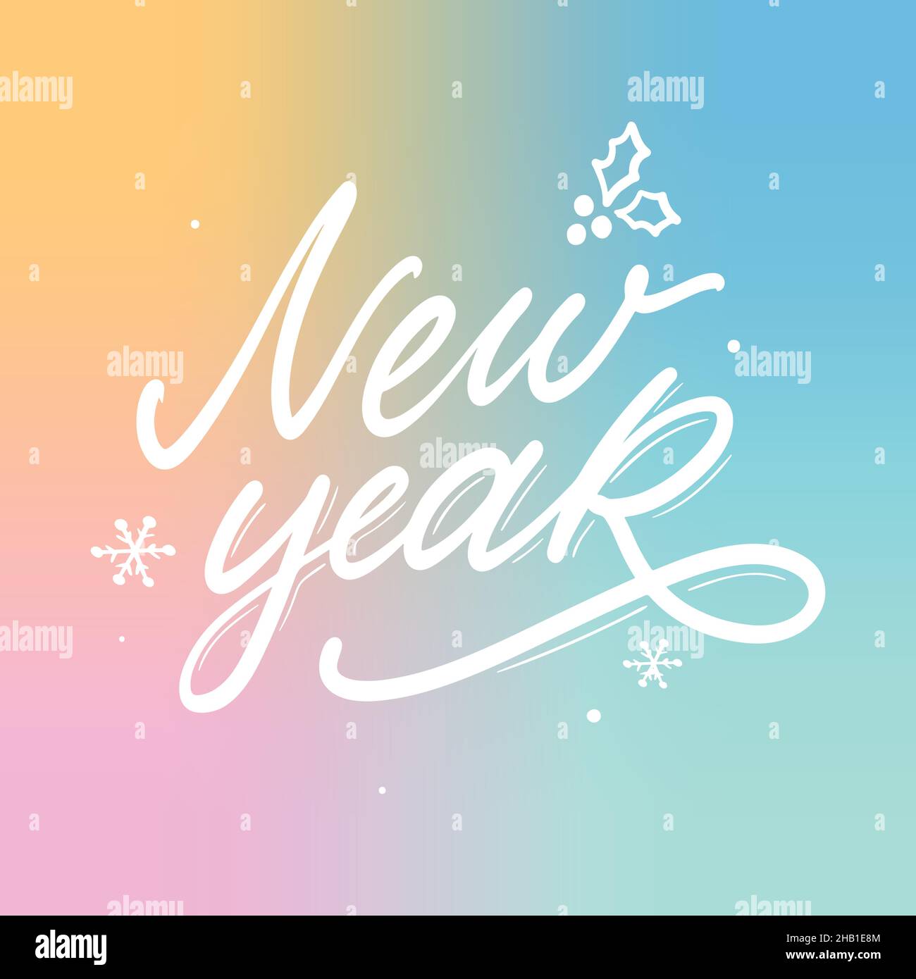 Happy New Year hand lettering congratulate inscription, Christmas greeting card, calligraphy ...