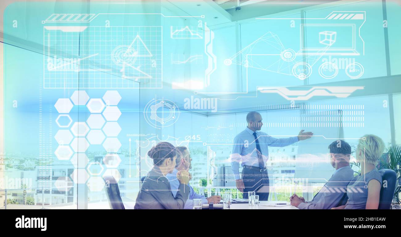 Composite image of digital interface with data processing against ...