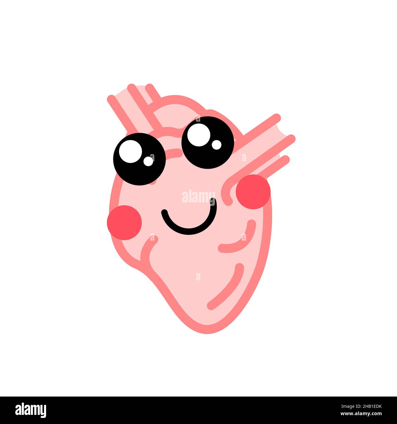 Human heart with cute face, medical icon on white Stock Vector Image ...