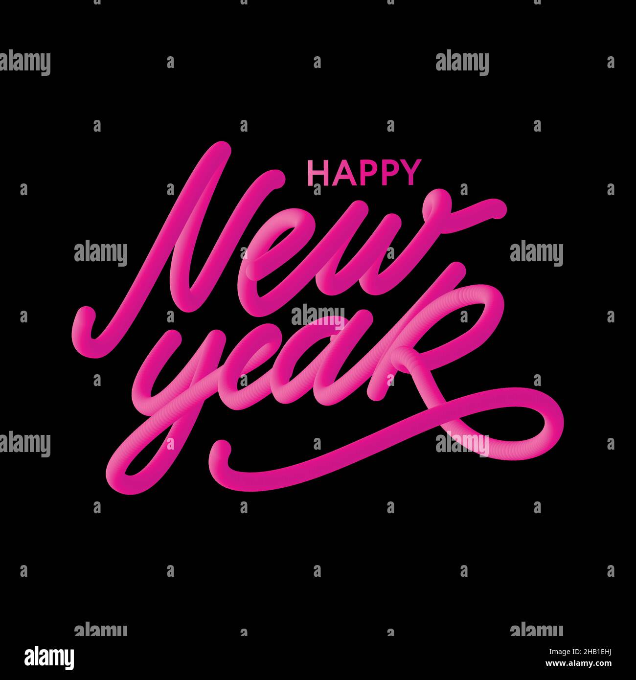 Happy New Year hand lettering congratulate inscription, Christmas greeting card, calligraphy ...