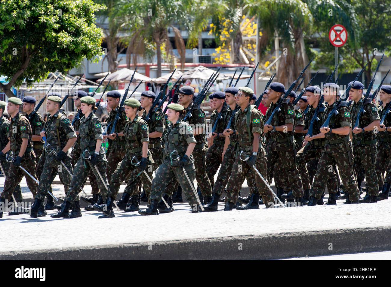 Rio de Janeiro, Brazil - September 7, 2018: Military civic parade ...
