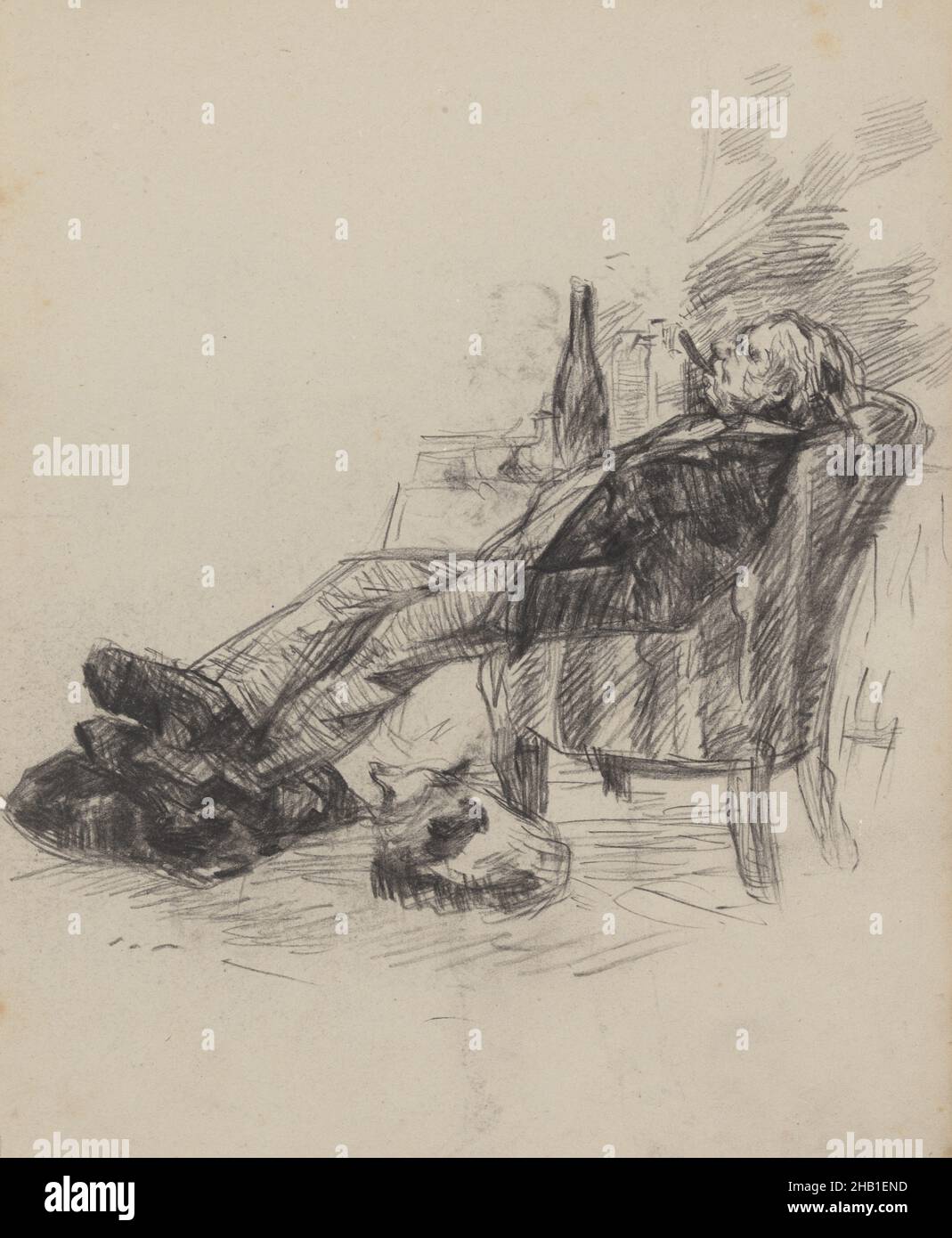 Seated man, James Ensor, circa 1880-1890, drawing, Belgian Art Stock ...