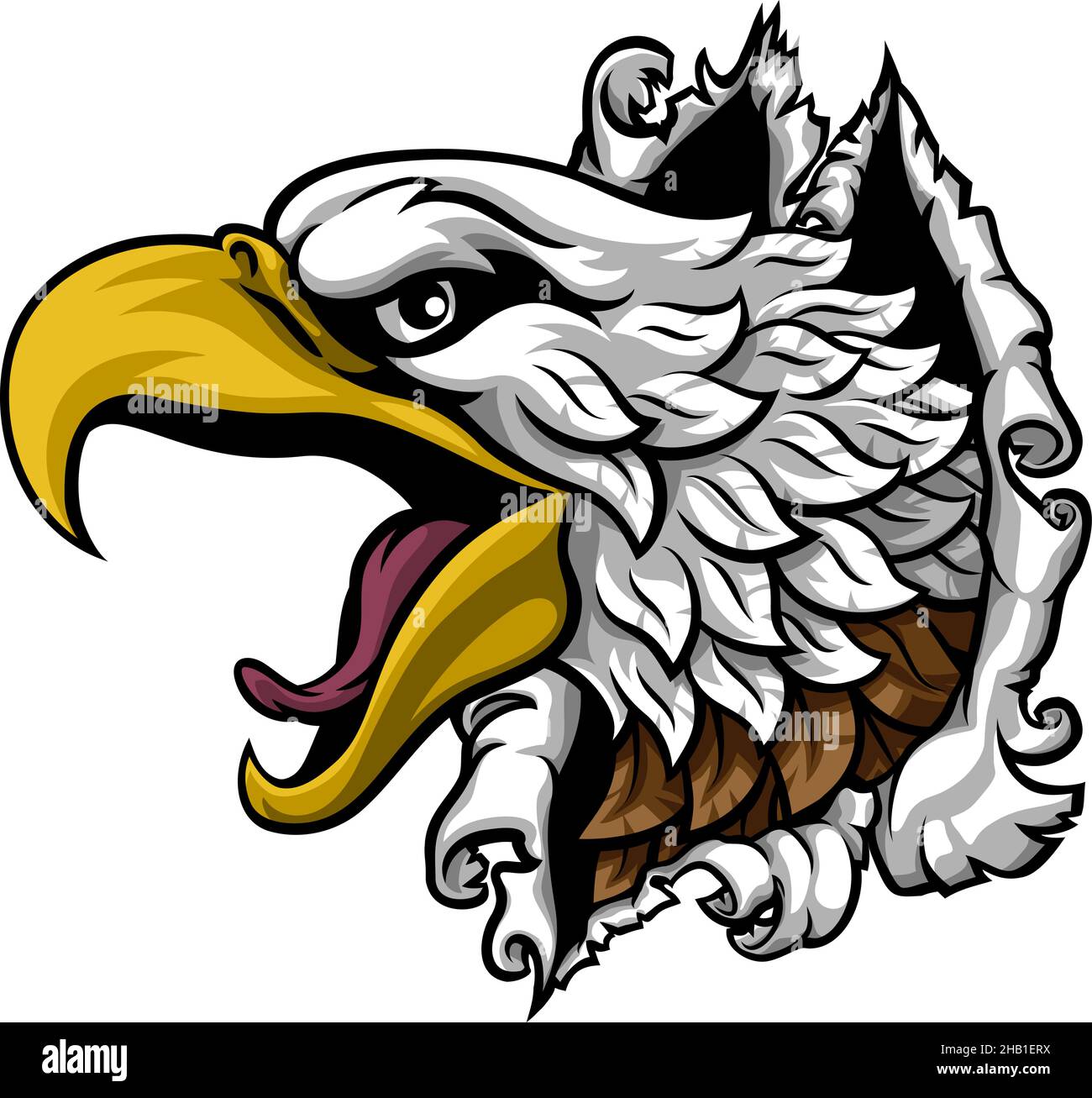 Eagle Hawk Face Head Ripping Through Background Stock Vector Image ...